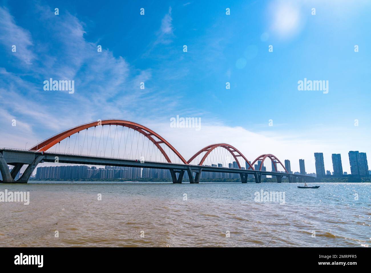 Changsha xiangjiang river scenery FuYuan road bridge Stock Photo - Alamy