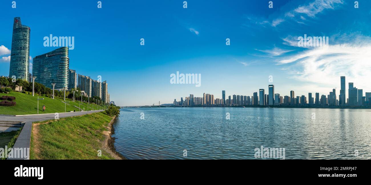 Changsha xiangjiang river complex landscape panorama Stock Photo - Alamy
