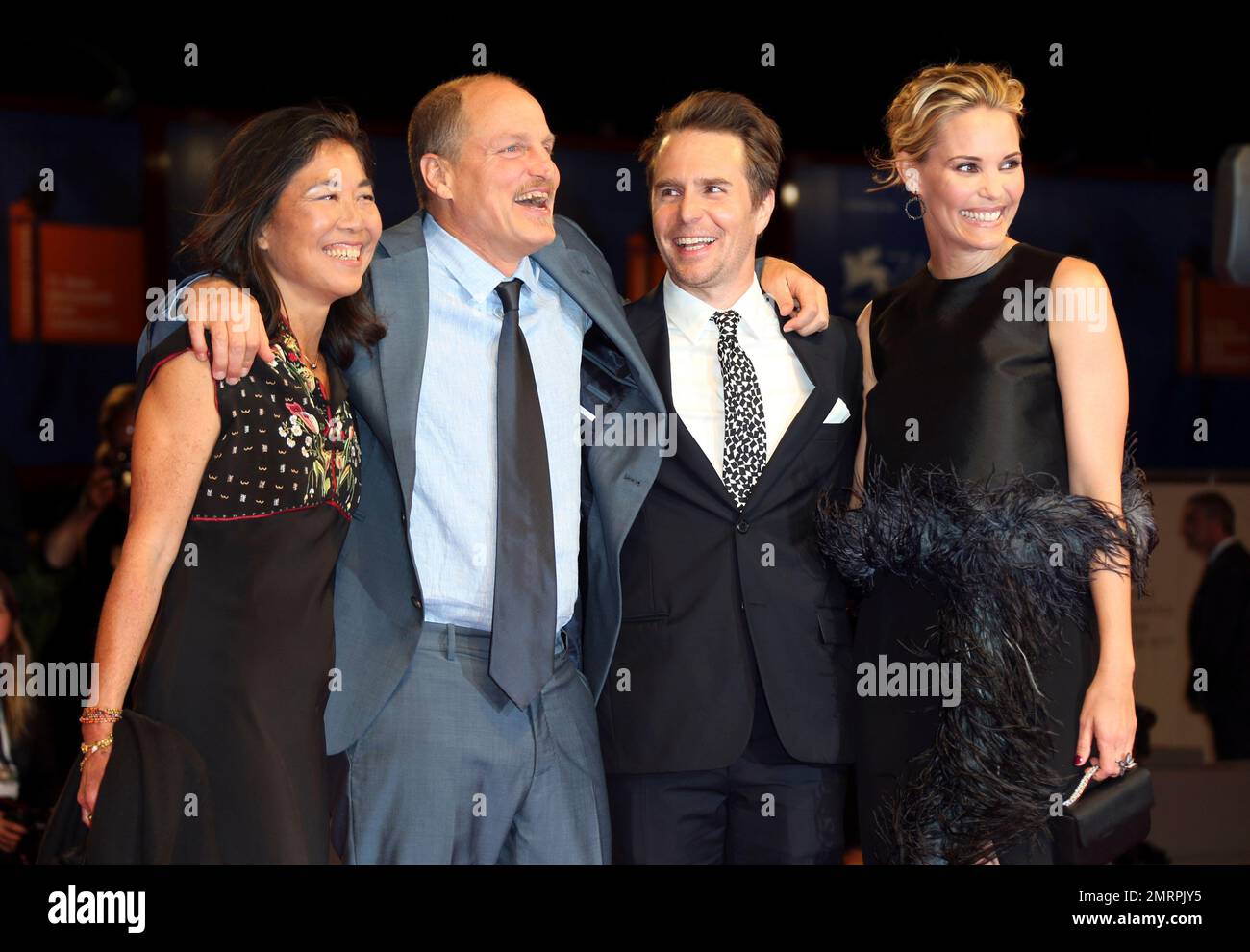 From left, Laura Louie, Woody Harrelson, Sam Rockwell and Leslie Bibb ...