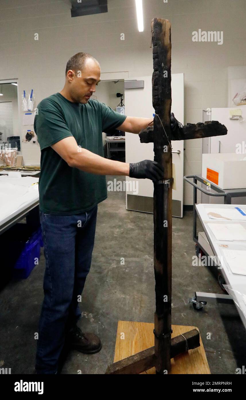 In this Aug. 31, 2017 photograph, Greg Mendez, a mount maker with ...