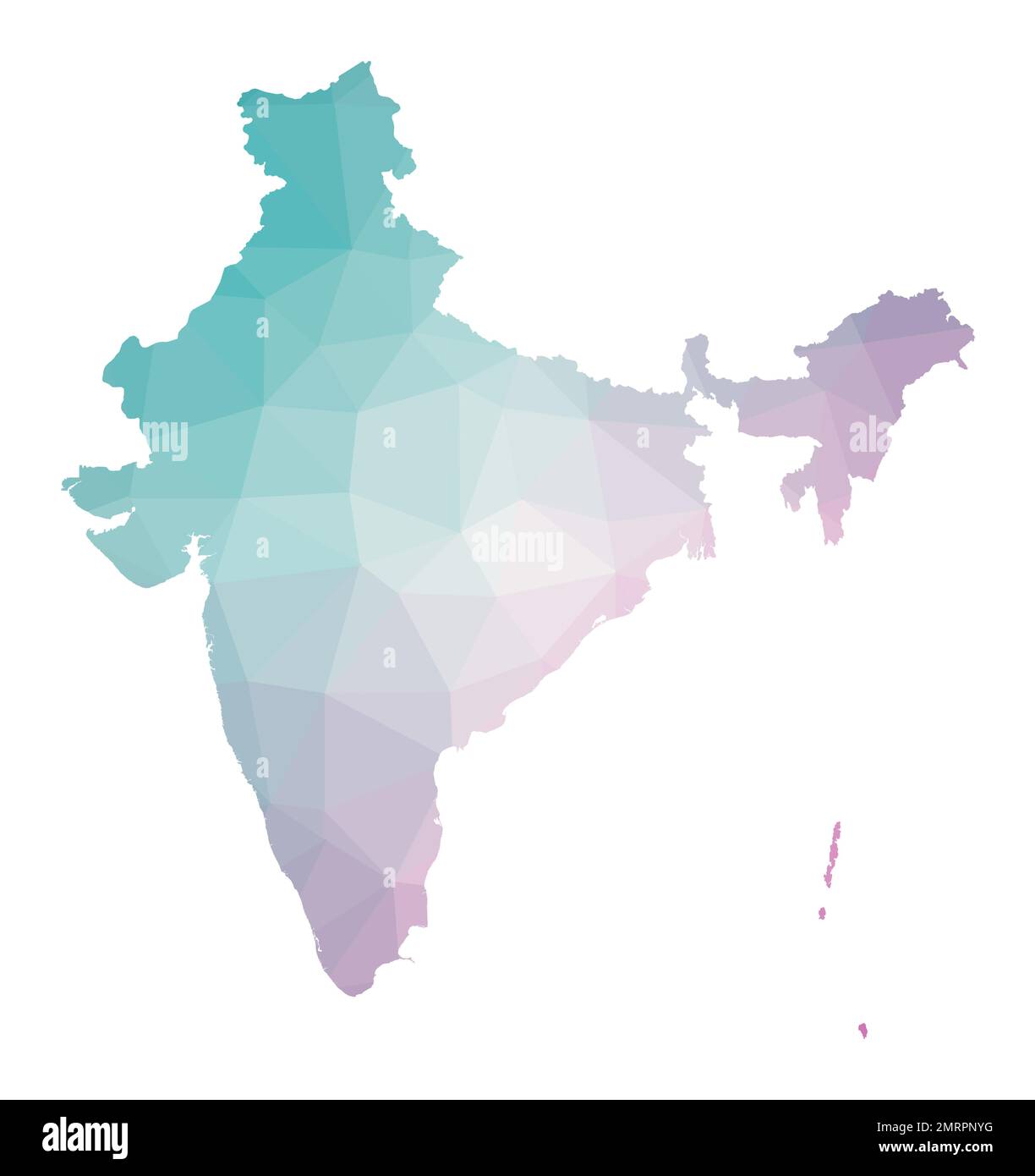 Polygonal map of India. Geometric illustration of the country in ...