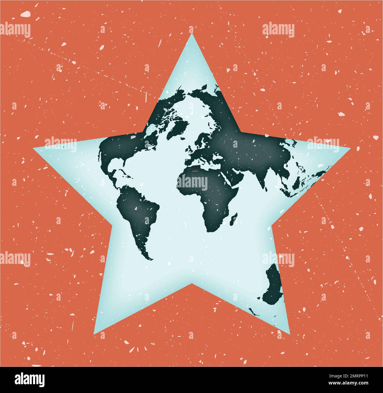 World Map Poster Berghaus Star Projection Vintage World Shape With Grunge Texture Beautiful