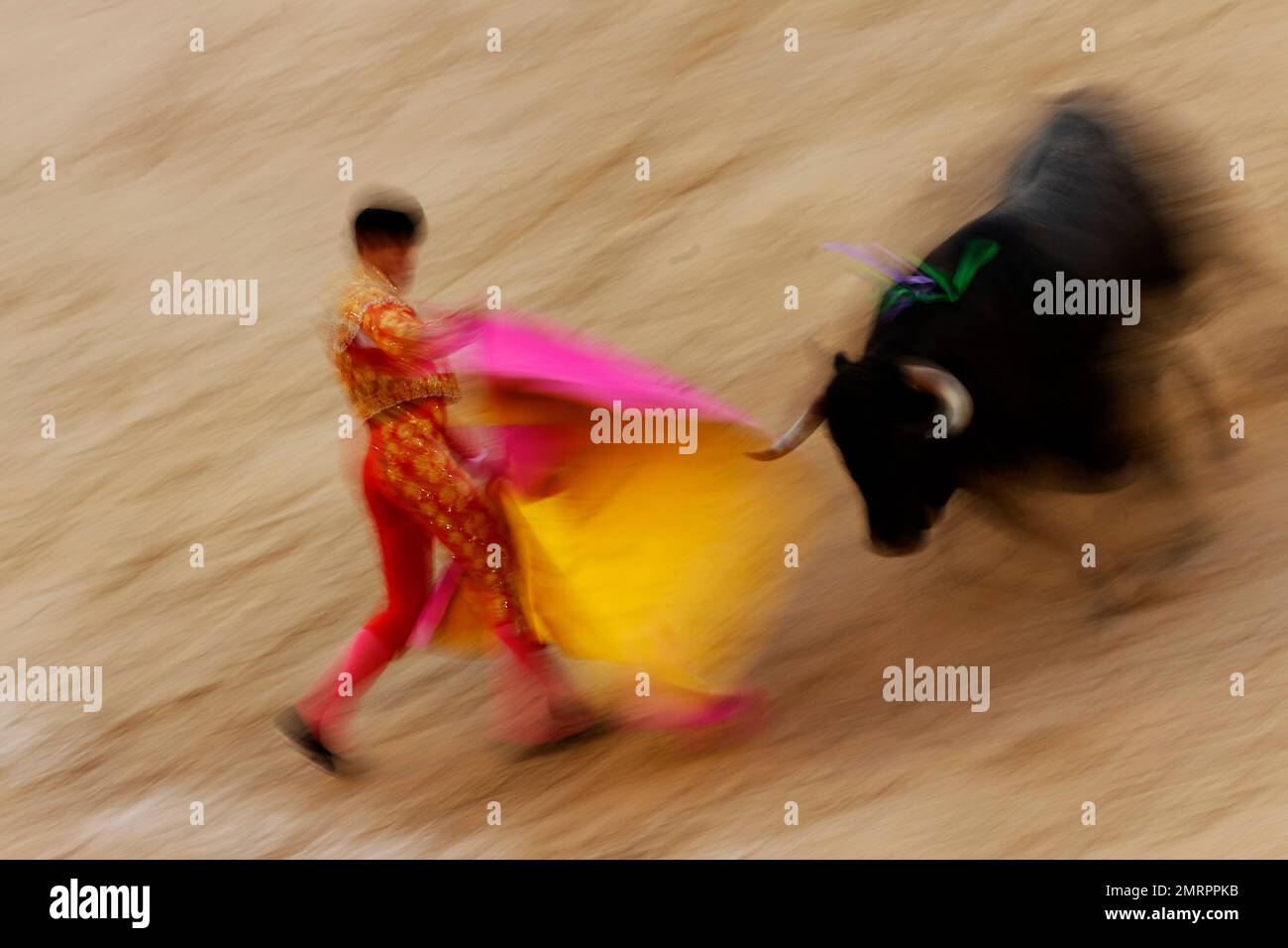 In this slow shutter speed photo, Spanish bullfighter Diego Carretero ...