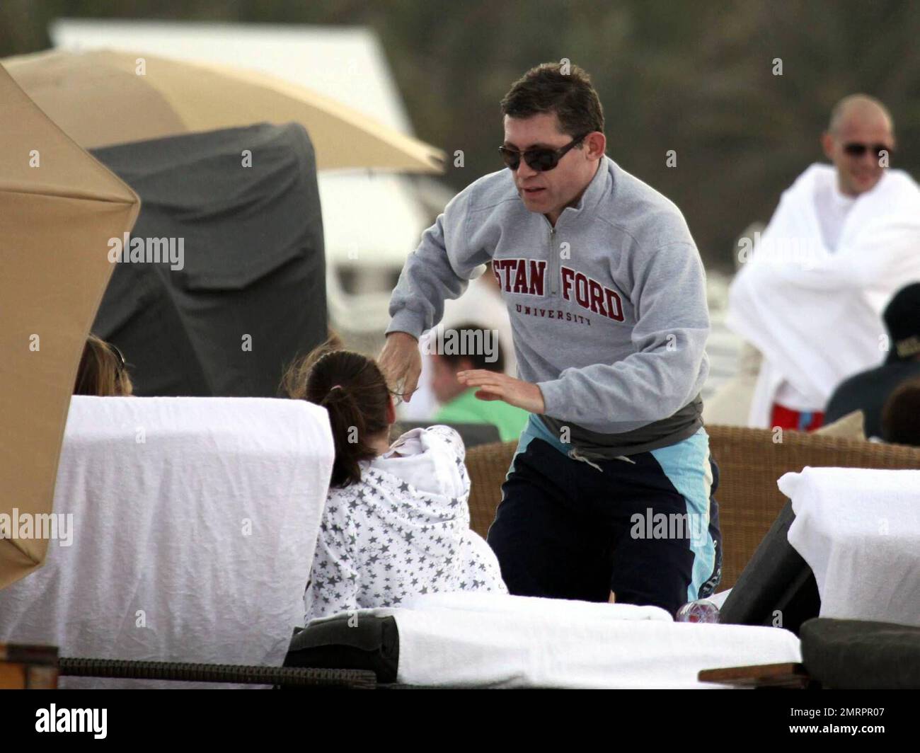 Actor and comedian Lee Evans enjoys the New Year's holiday on the beach ...