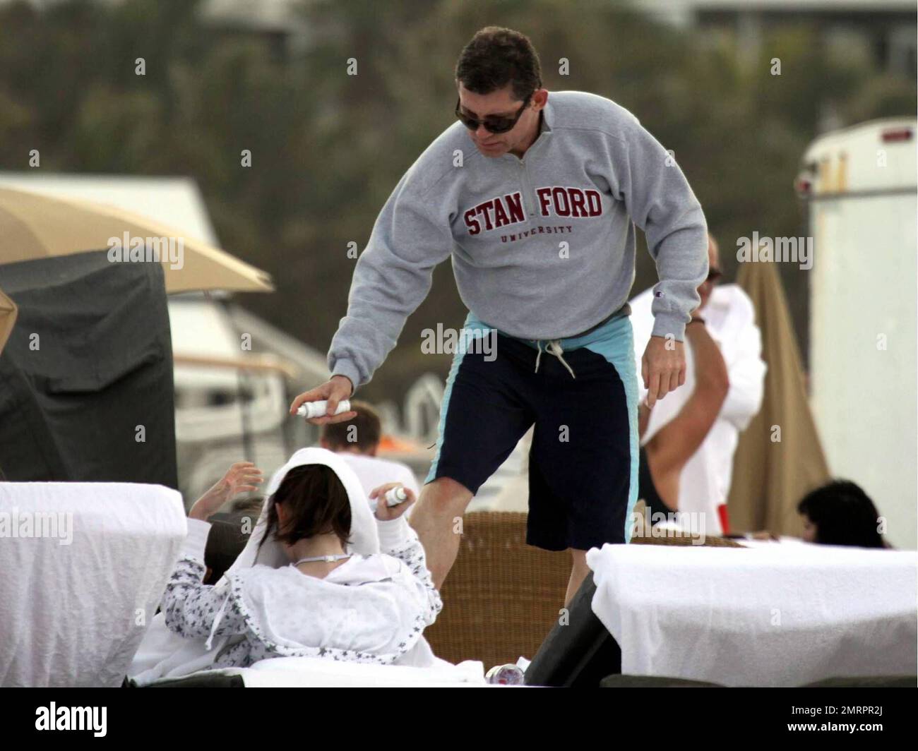 Actor and comedian Lee Evans enjoys the New Year's holiday on the beach ...