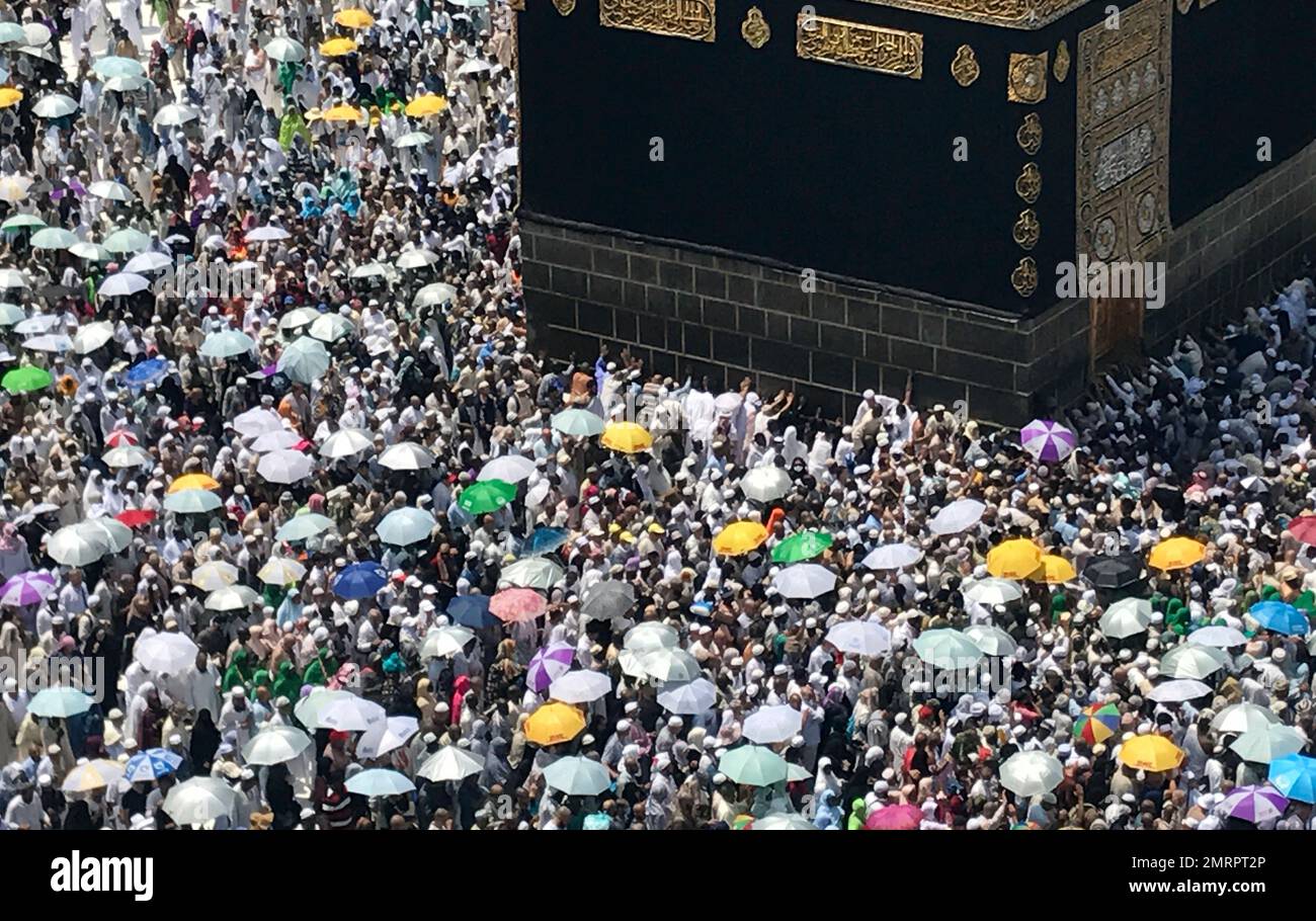 Muslim pilgrims perform the farewell circling of the Kaaba, marking the ...