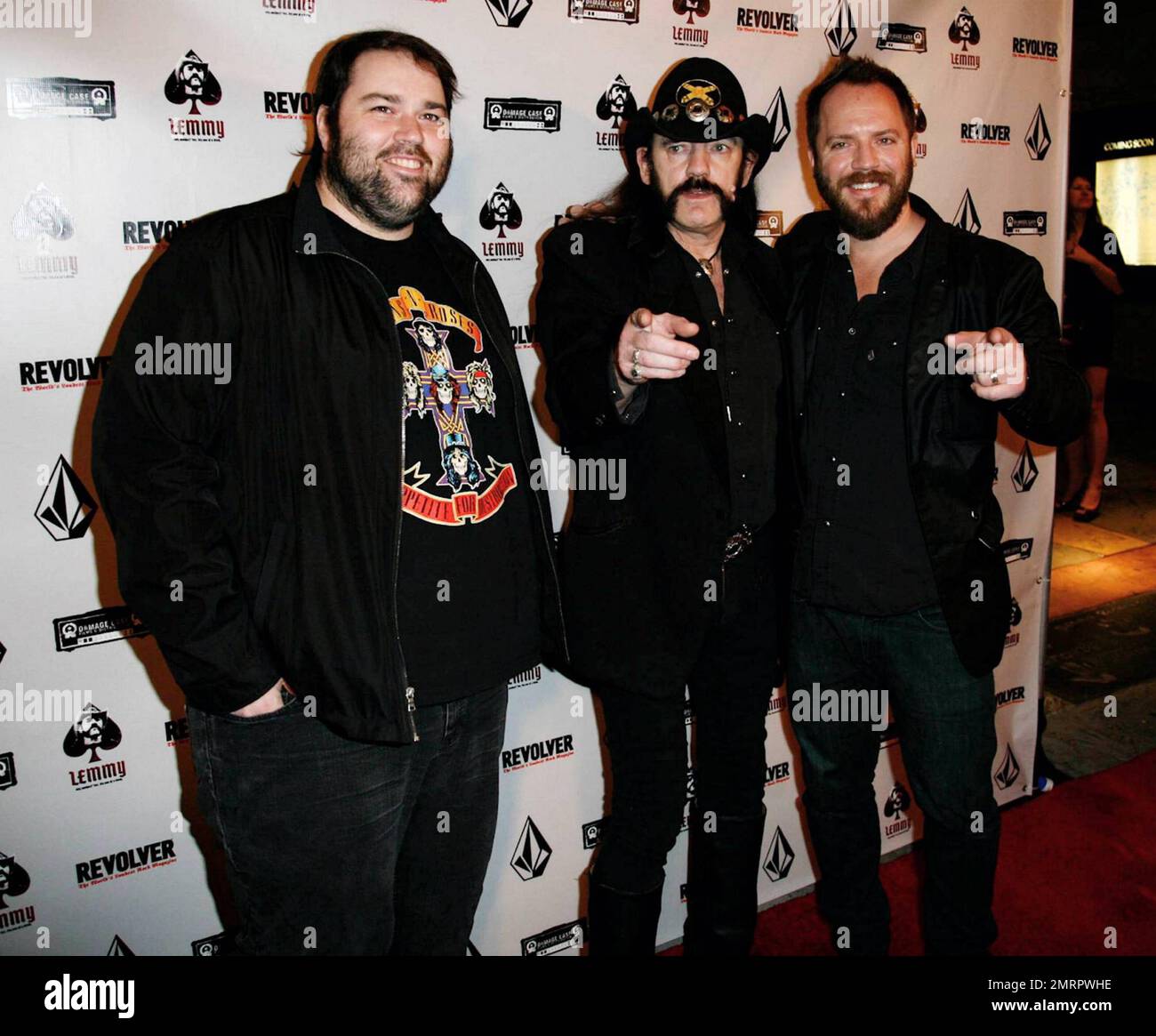 (L-R) Director Greg Olliver, Lemmy (aka Ian Kilmister) and director ...