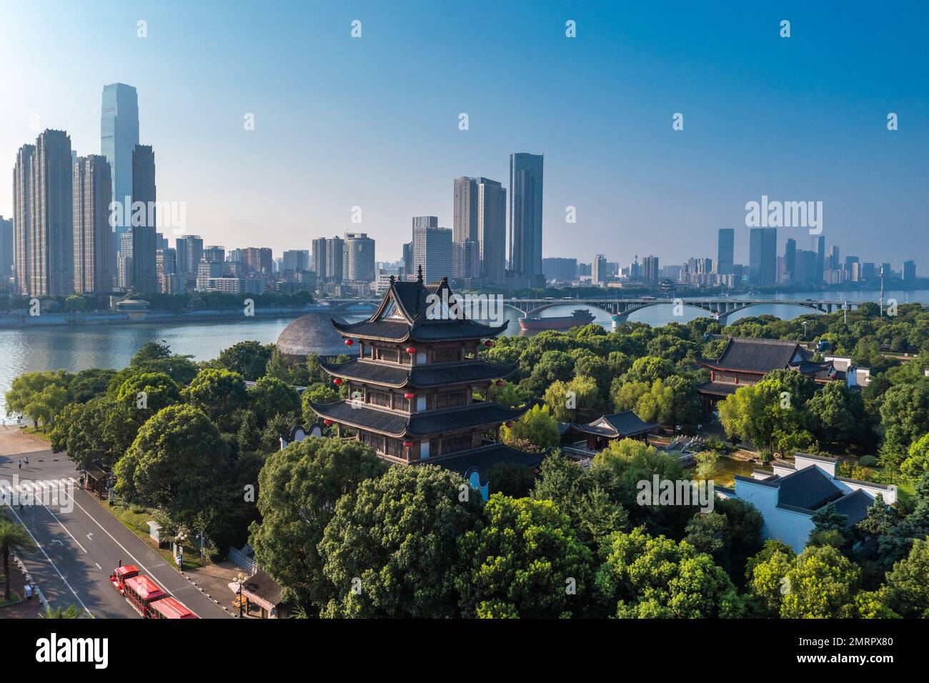 Aerial hunan changsha yuelu j scenery scenic spot circumpolar floor ...