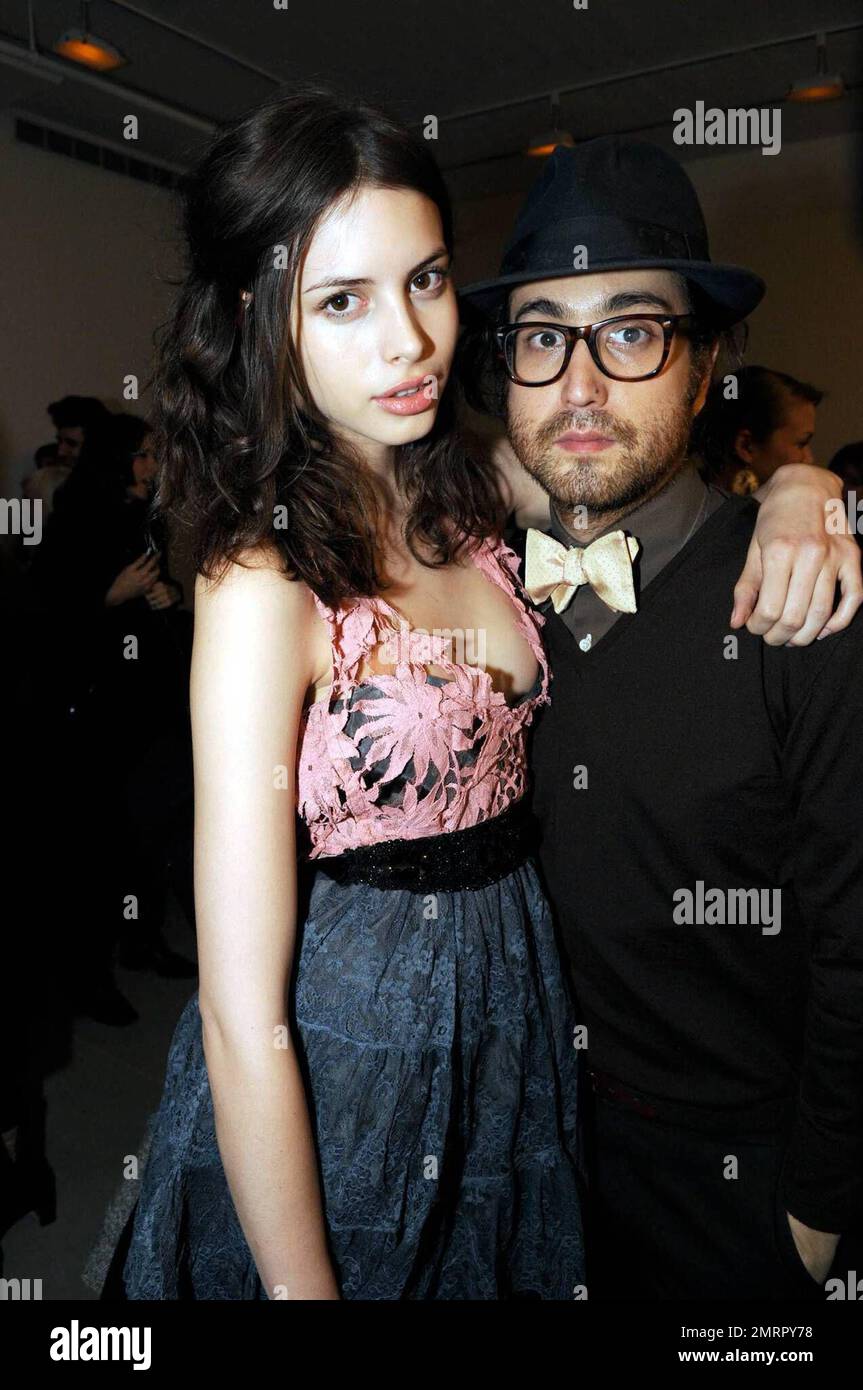Sean Lennon and girlfriend Kemp Muhl attend the ThreeASFOUR fashion ...
