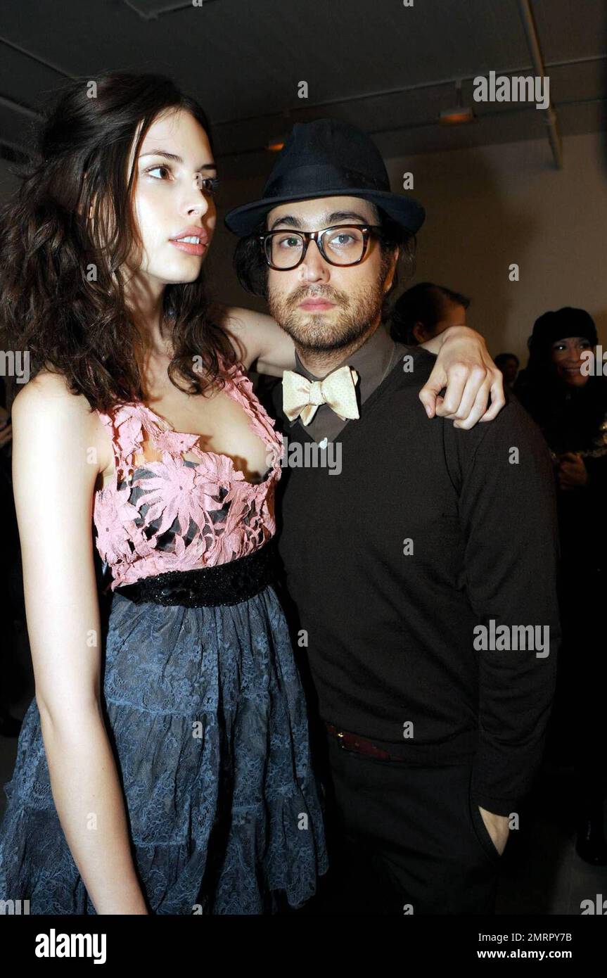 Sean Lennon and girlfriend Kemp Muhl attend the ThreeASFOUR fashion ...