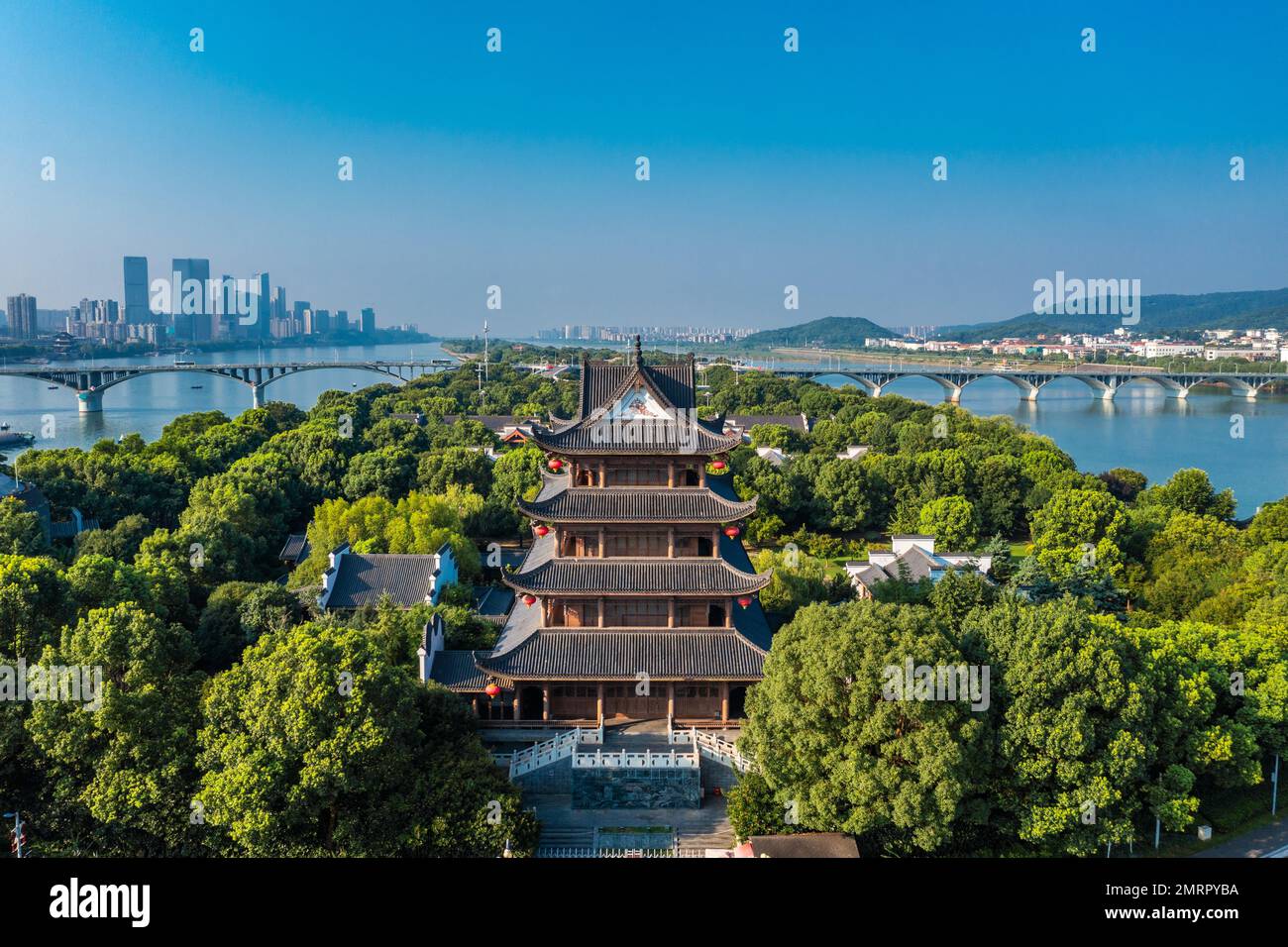 Aerial hunan changsha yuelu j scenery scenic spot circumpolar floor ...