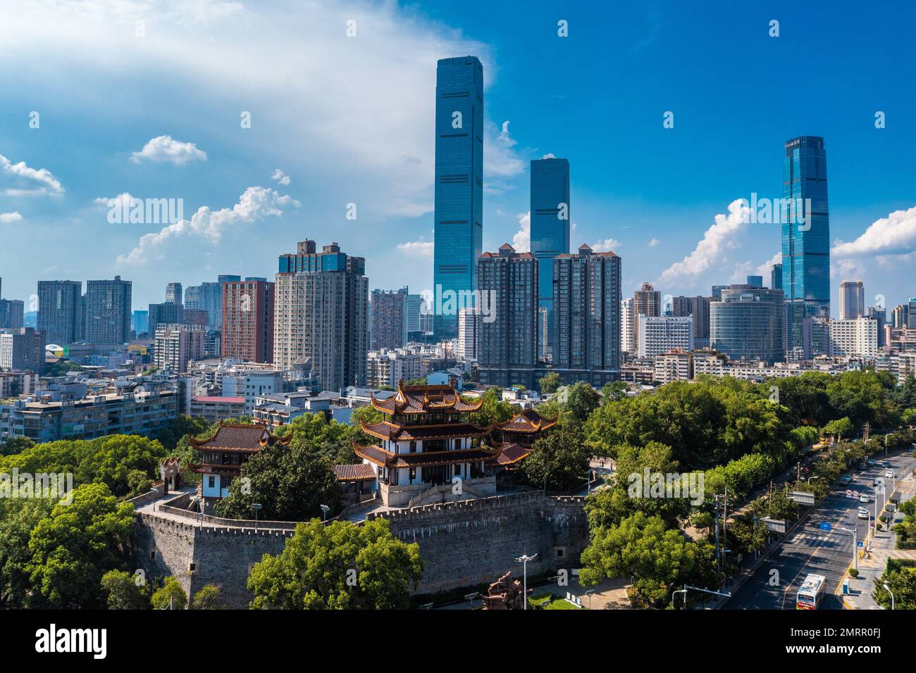 Aerial changsha under the background of the gold center, as the ancient ...