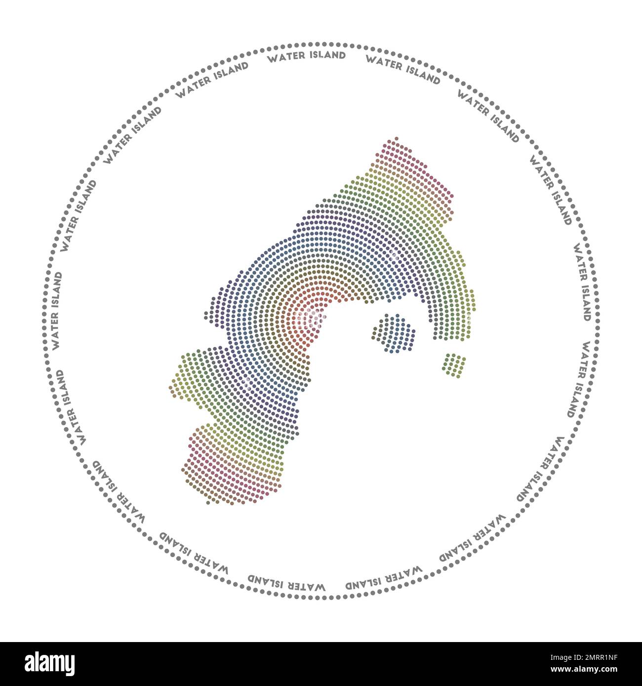 Water Island round logo. Digital style shape of Water Island in dotted ...