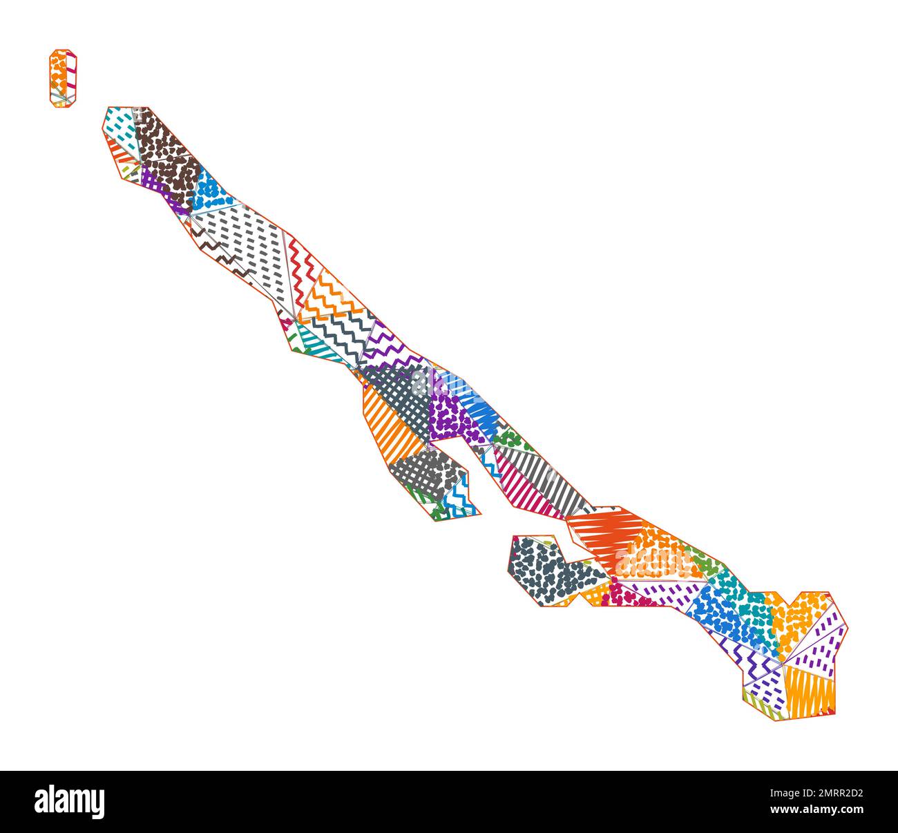 Kid style map of Stocking Island. Hand drawn polygons in the shape of ...