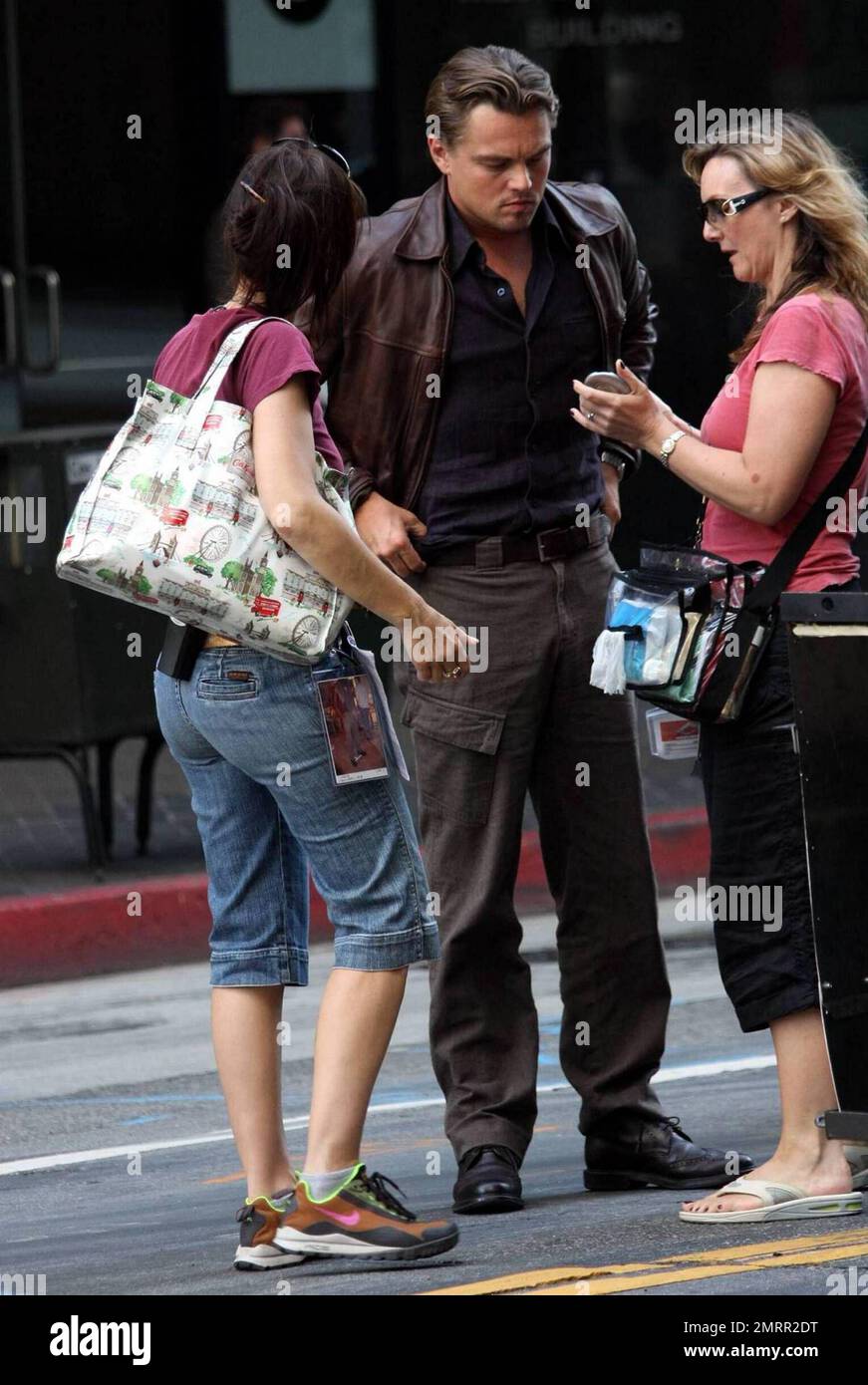 Leonardo DiCaprio shoots a scene his new film "Inception" (working ...