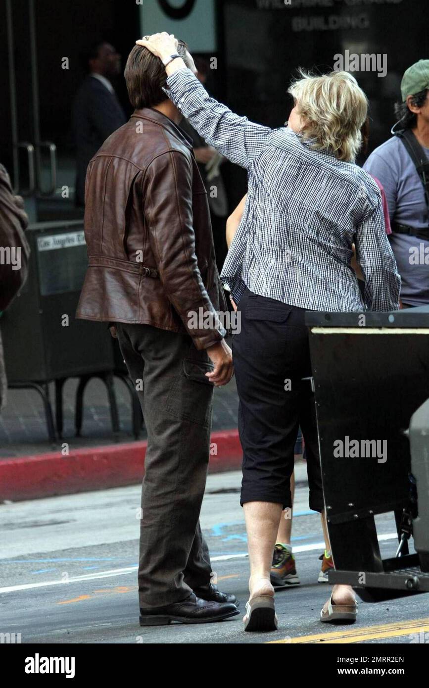 Leonardo DiCaprio shoots a scene his new film "Inception" (working ...