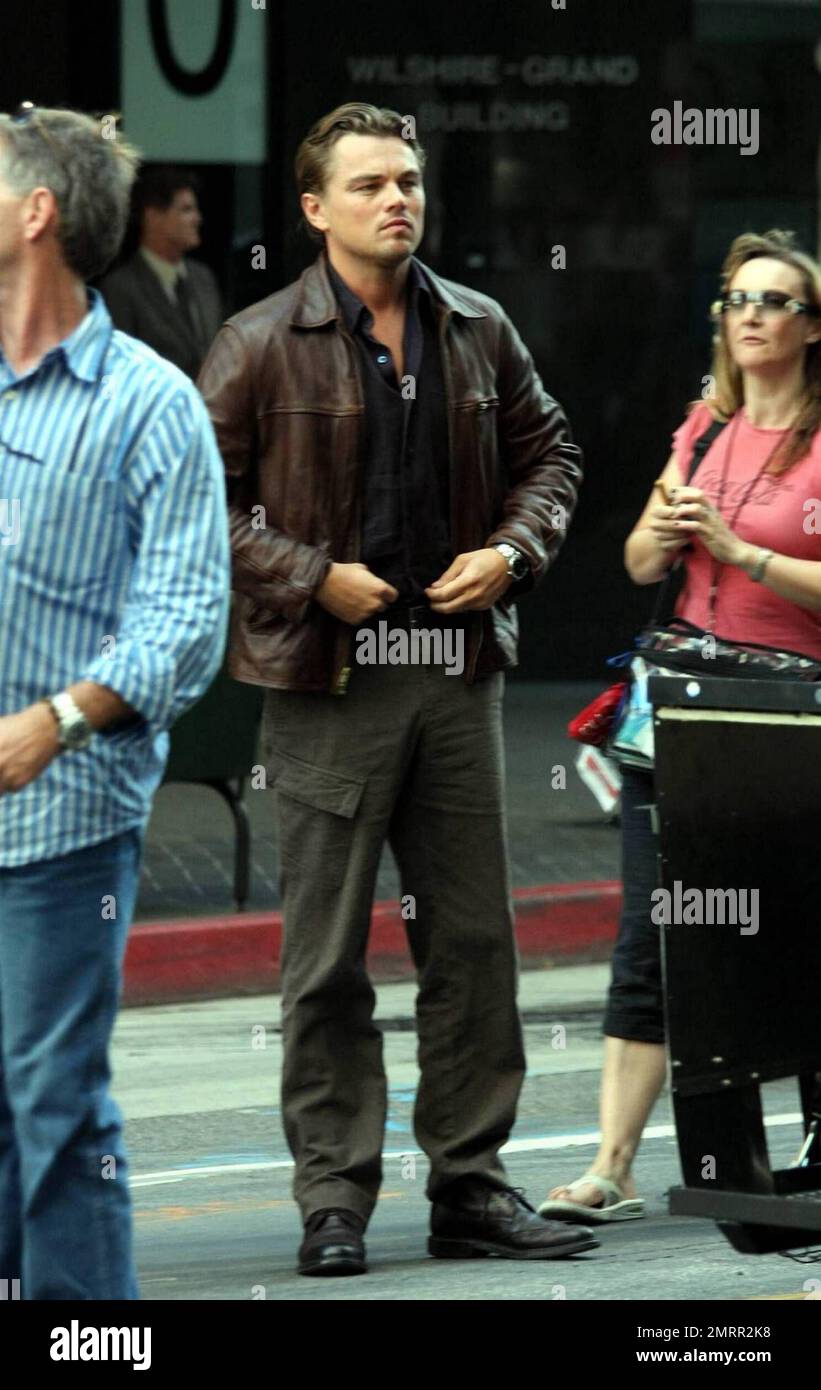 Leonardo DiCaprio shoots a scene his new film "Inception" (working ...