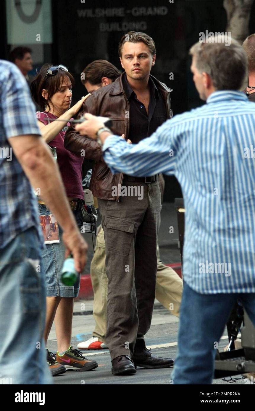 Leonardo DiCaprio shoots a scene his new film "Inception" (working ...