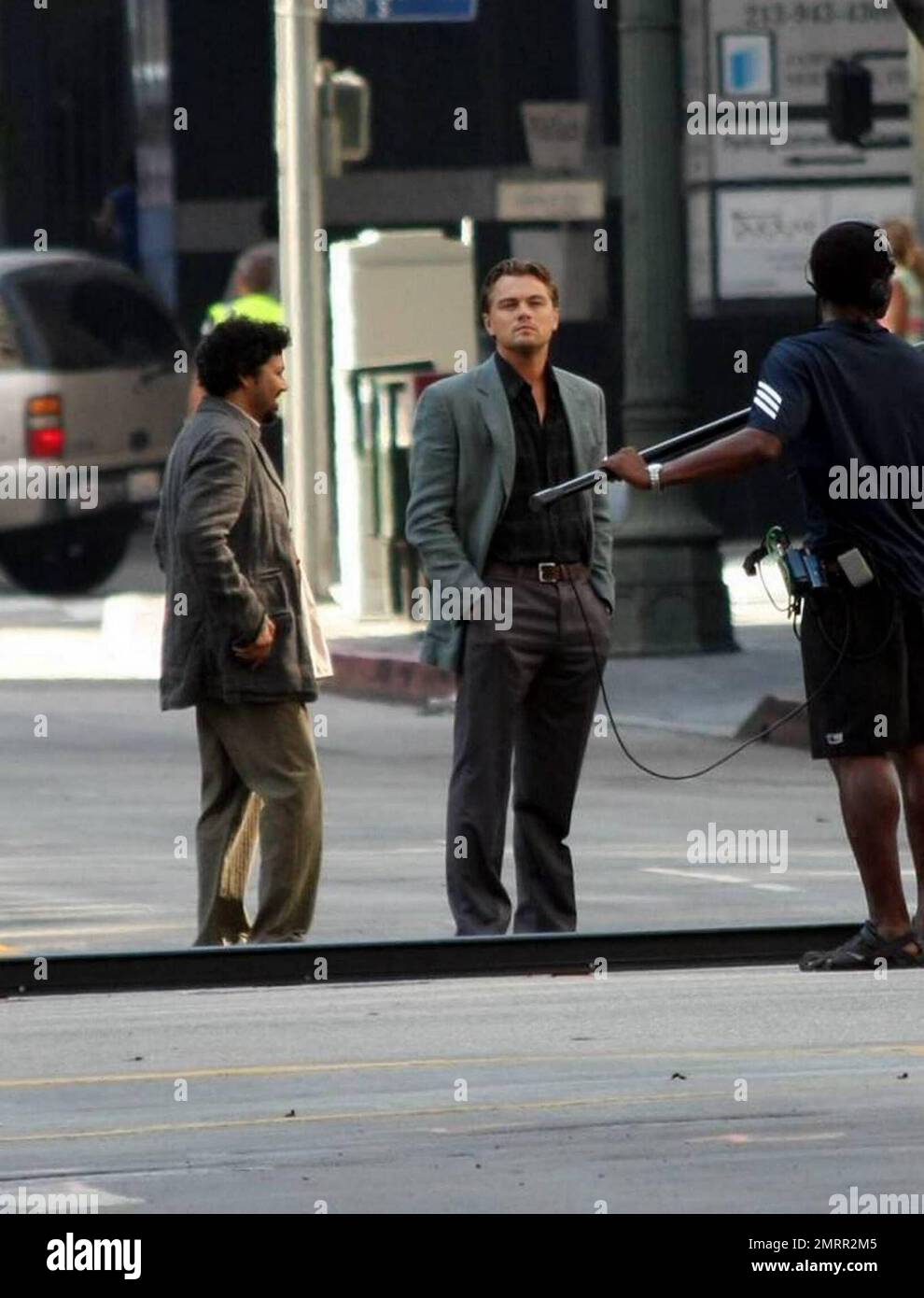 Leonardo DiCaprio shoots a scene his new film "Inception" (working ...
