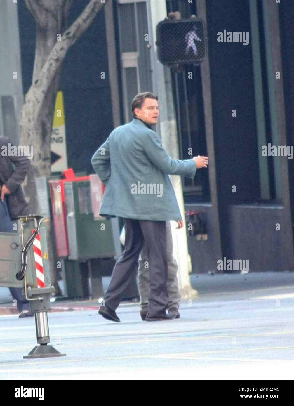 Leonardo DiCaprio shoots a scene his new film "Inception" (working ...