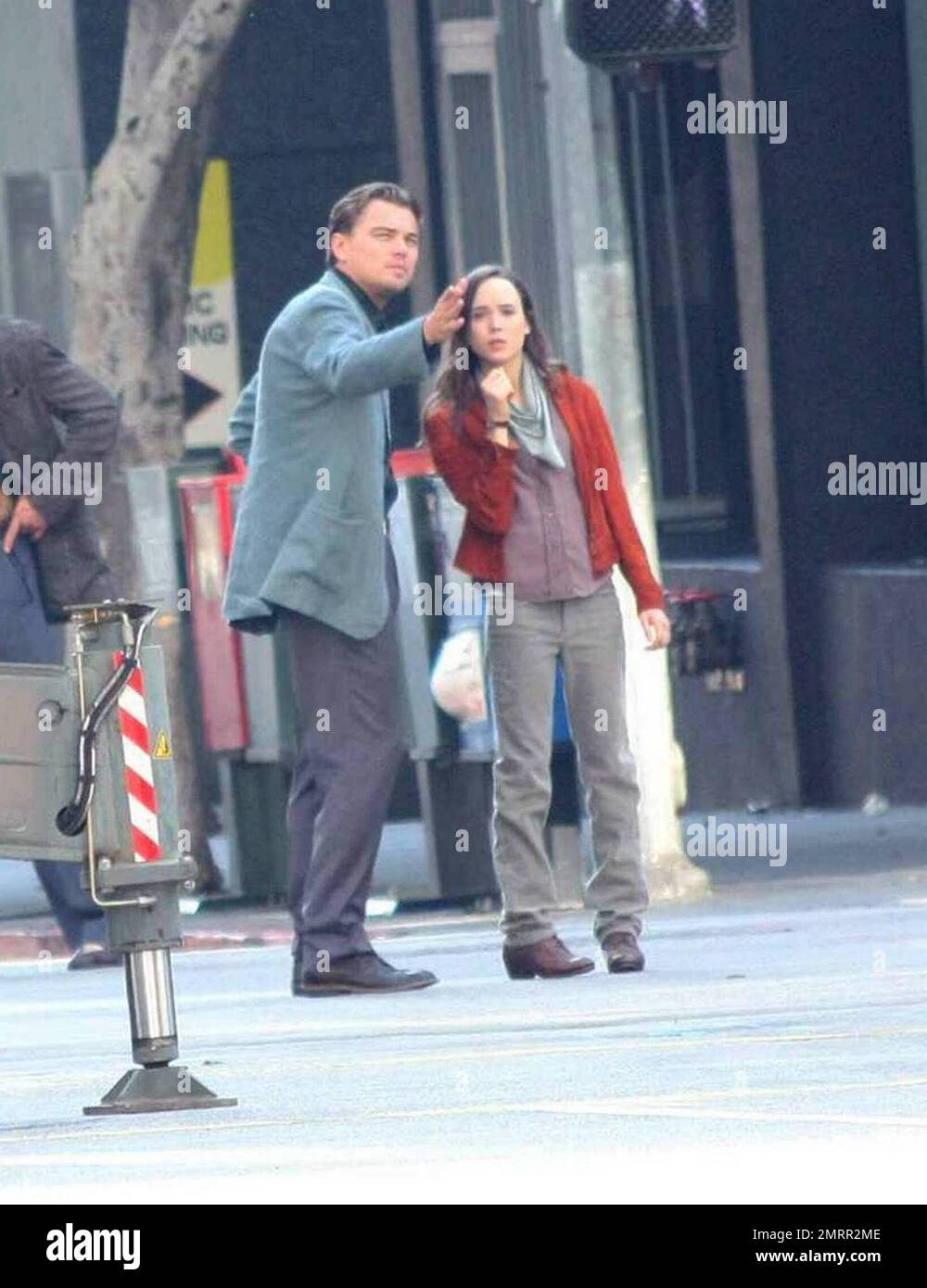 Leonardo DiCaprio shoots a scene his new film "Inception" (working ...