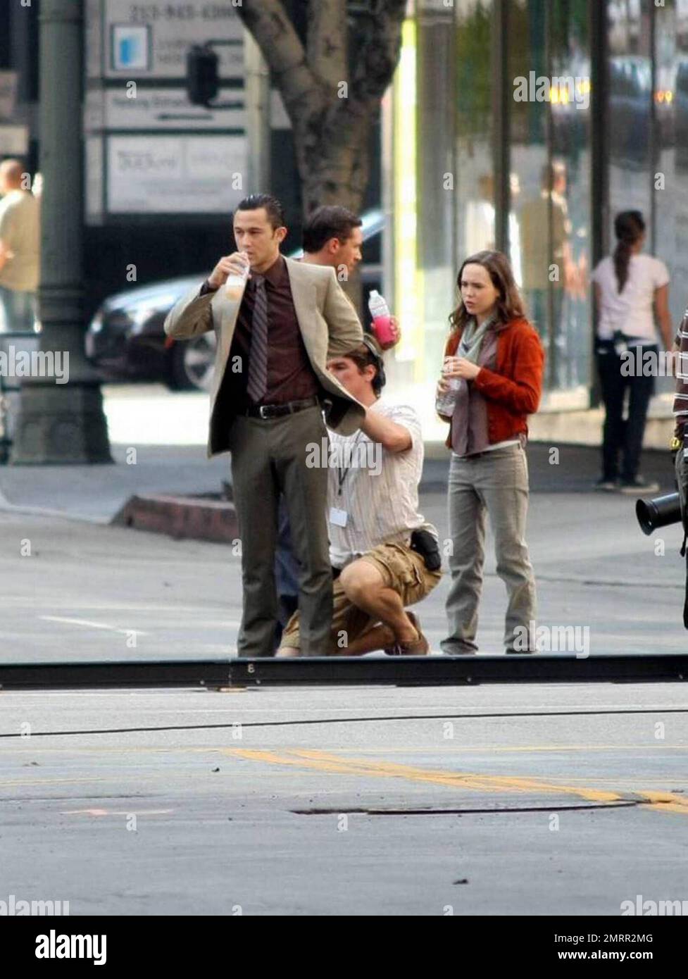 Leonardo DiCaprio shoots a scene his new film "Inception" (working ...