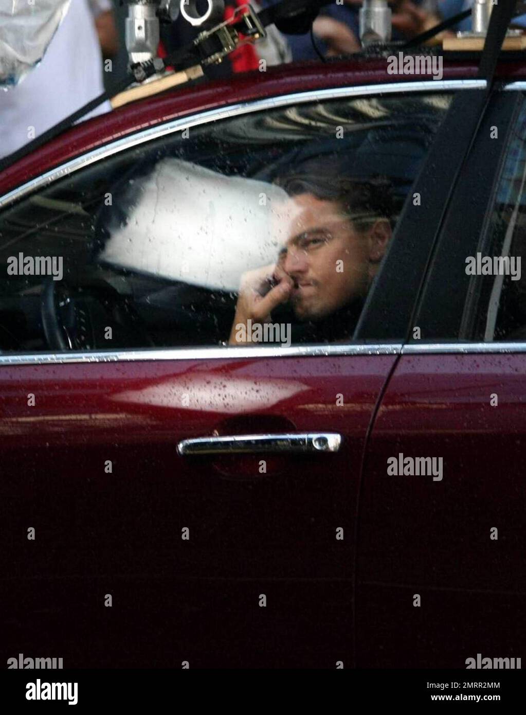 Leonardo DiCaprio shoots a scene his new film "Inception" (working ...
