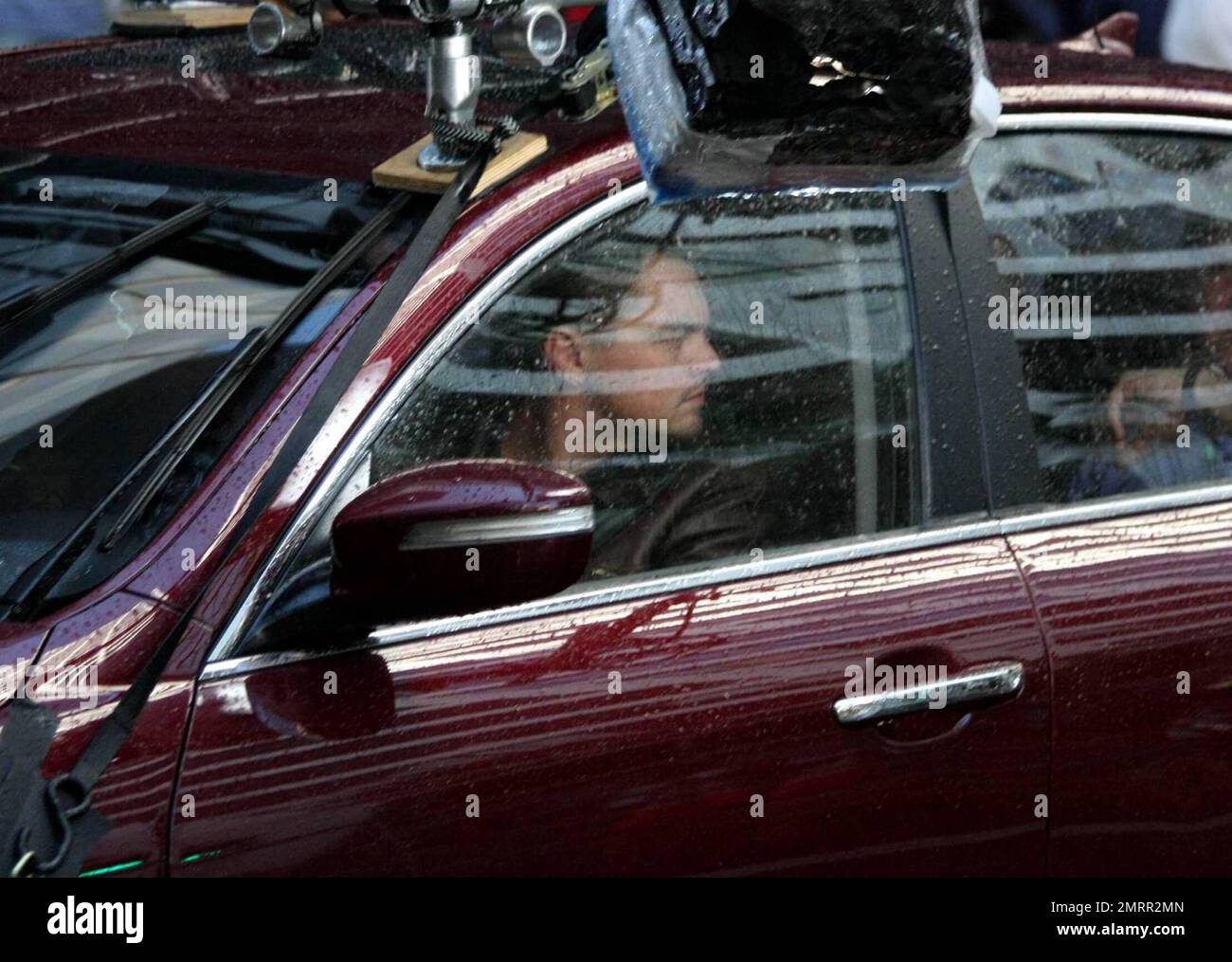 Leonardo DiCaprio shoots a scene his new film "Inception" (working ...