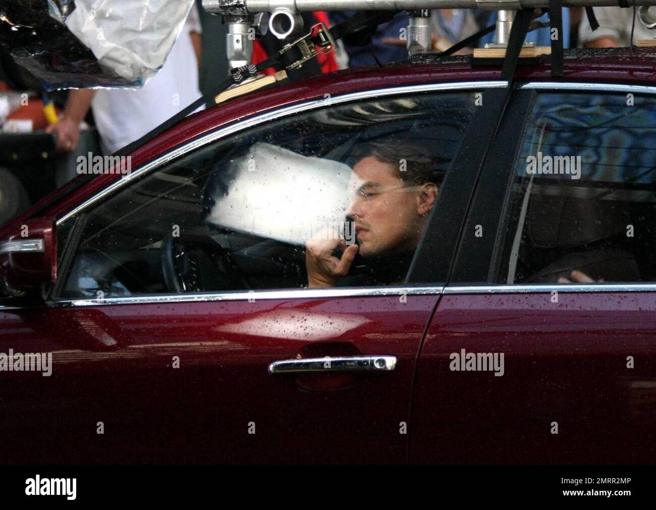 Leonardo DiCaprio shoots a scene his new film "Inception" (working ...