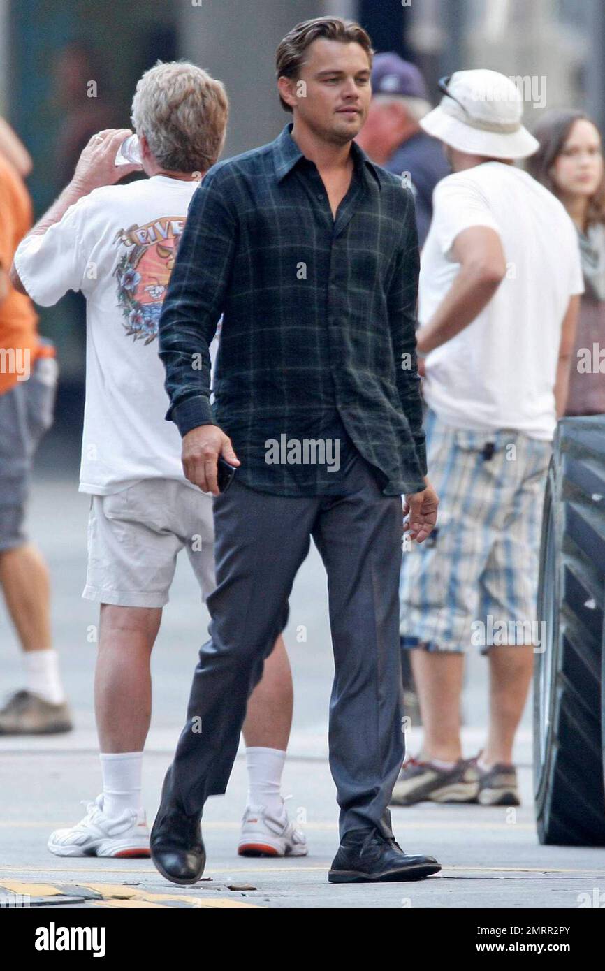 Leonardo DiCaprio films scenes for his new film "Inception" (working ...