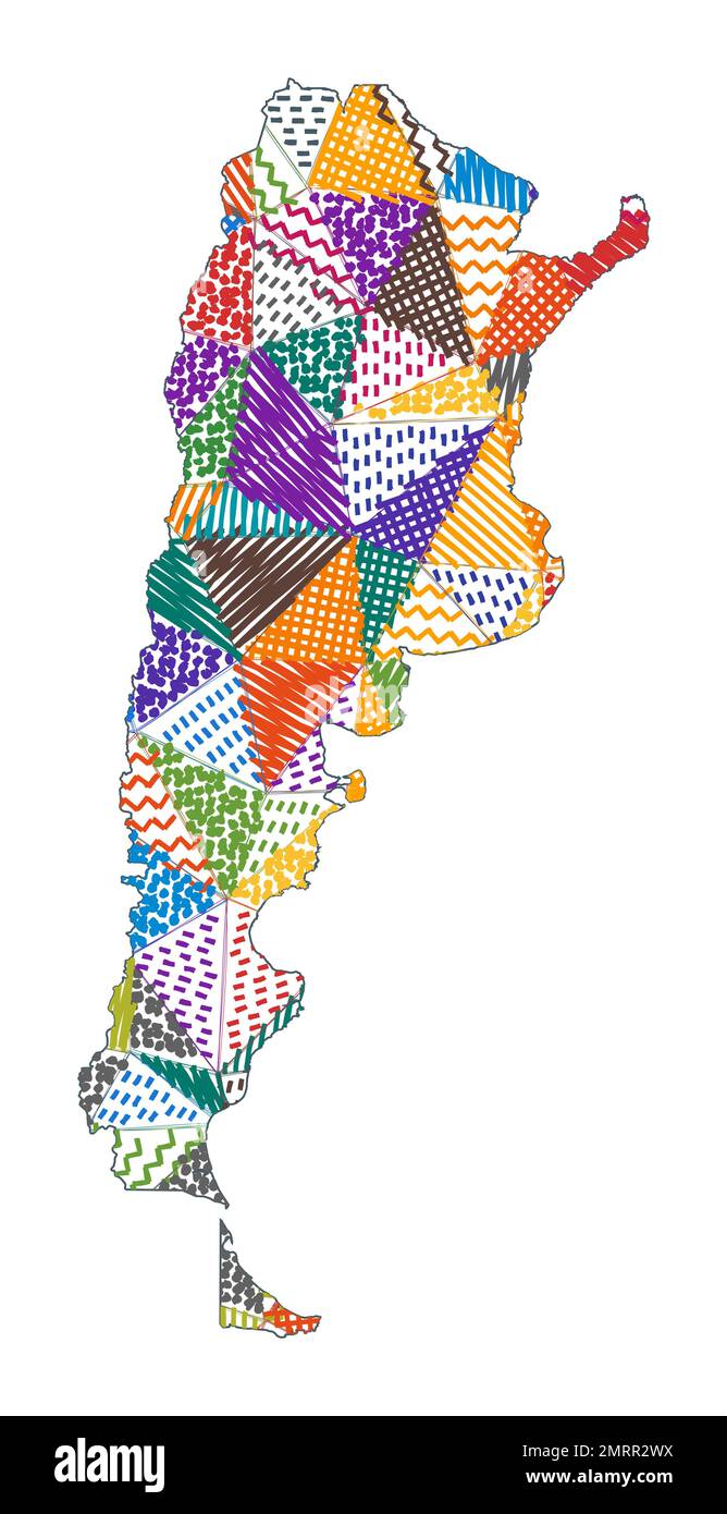 Kid style map of Argentina. Hand drawn polygons in the shape of ...