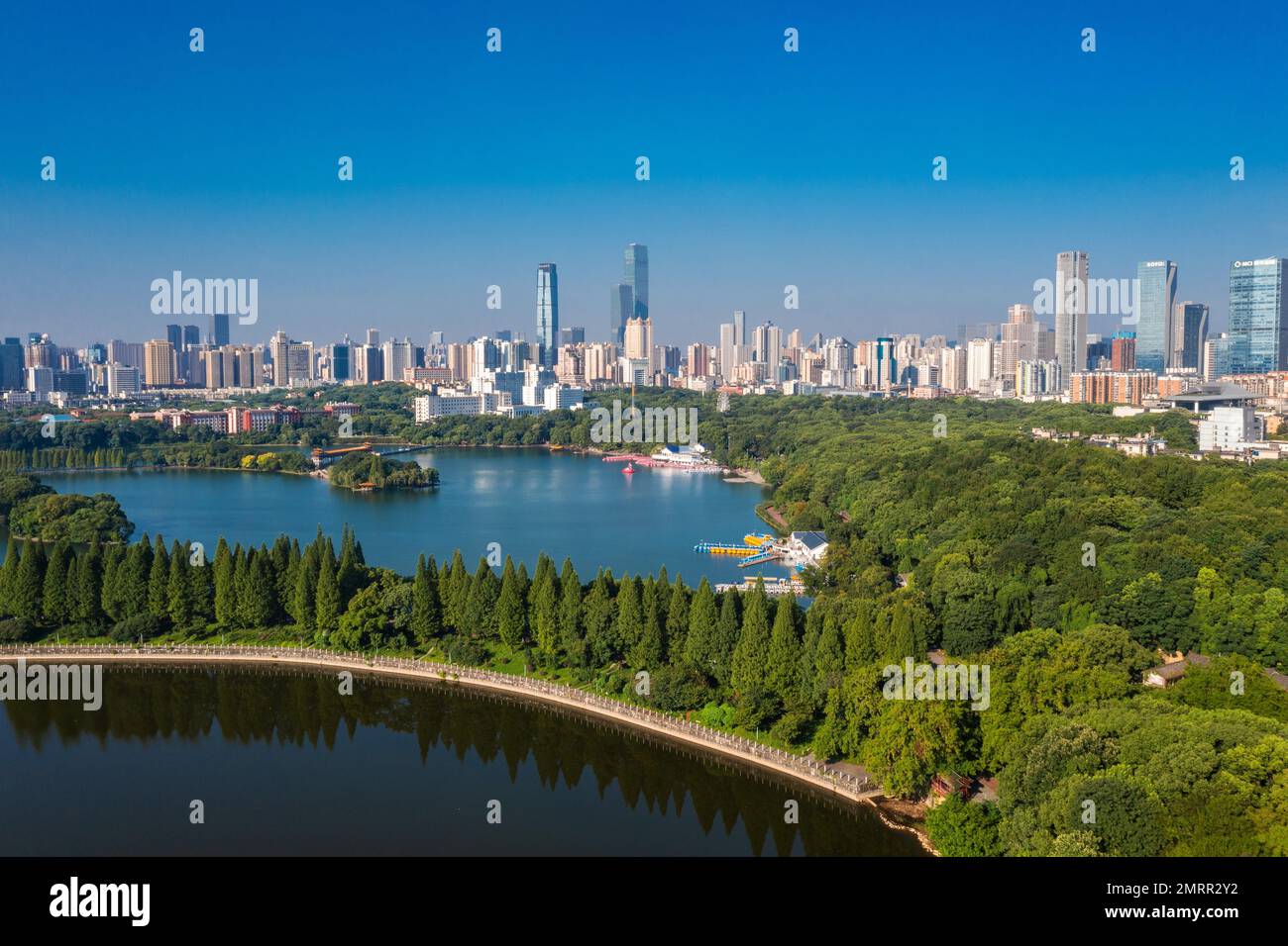 Aerial jump changsha martyrs park lake and the urban landscape Stock ...