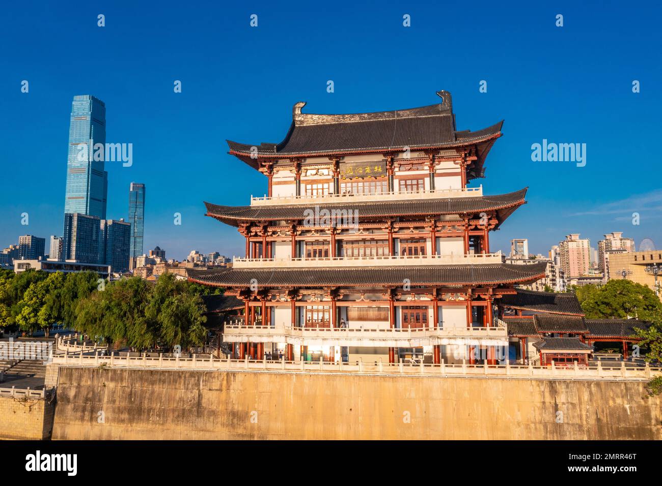 Changsha xiangjiang river riverside scenery Du Fujiang pavilion Stock ...