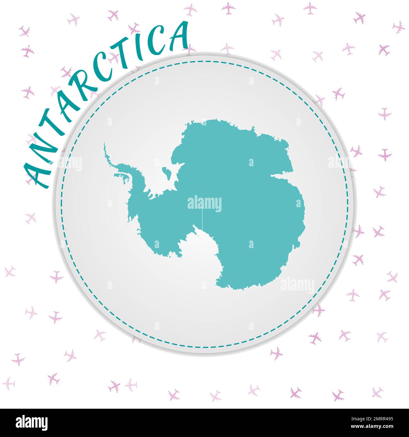 Antarctica map design. Map of the continent with regions in emerald ...