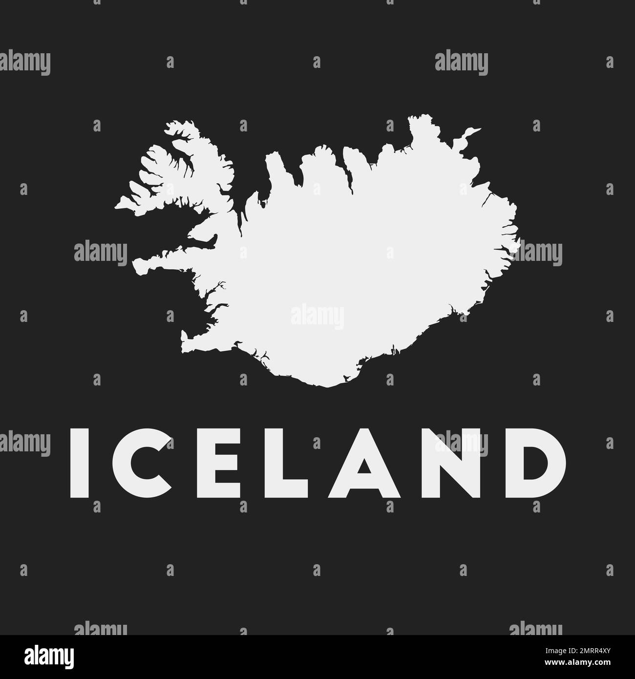 Iceland Icon Country Map On Dark Background Stylish Iceland Map With