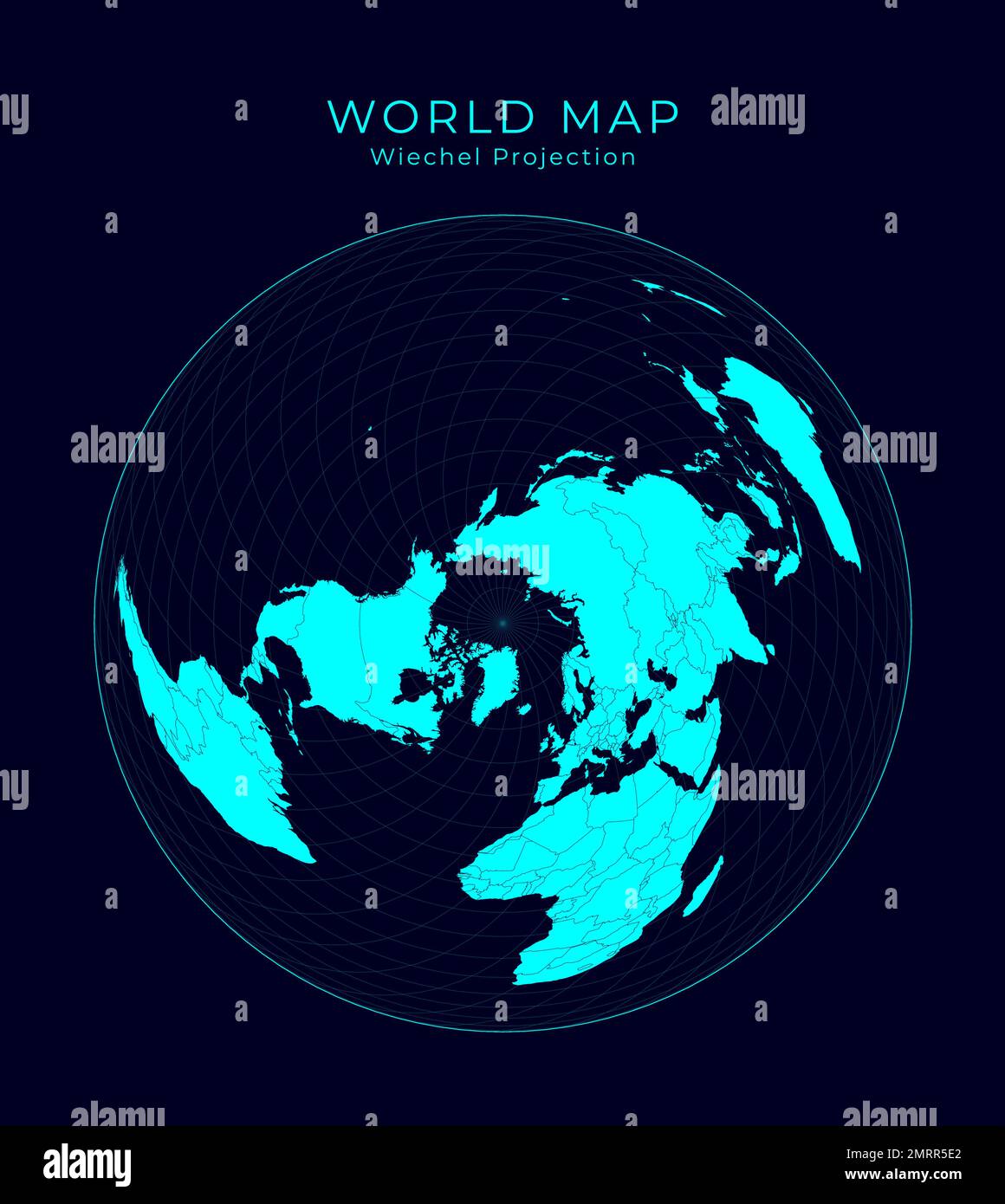 Map of The World. Wiechel projection. Futuristic Infographic world ...
