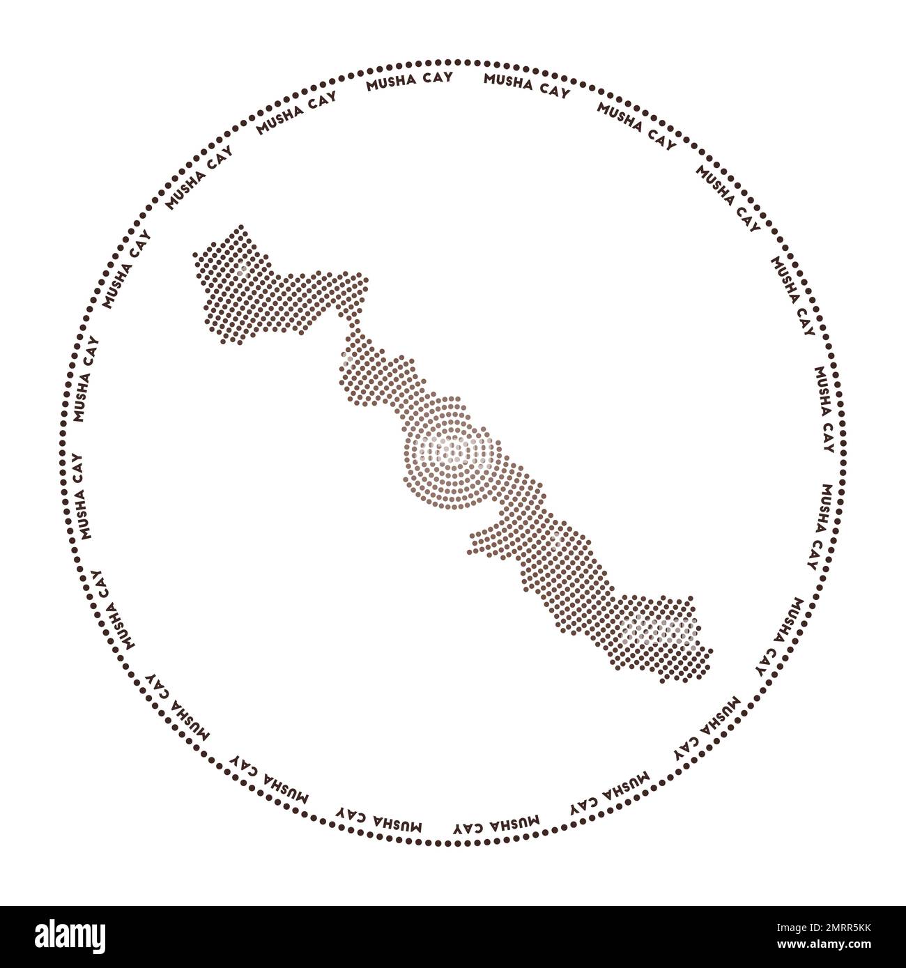 Musha Cay round logo. Digital style shape of Musha Cay in dotted circle ...
