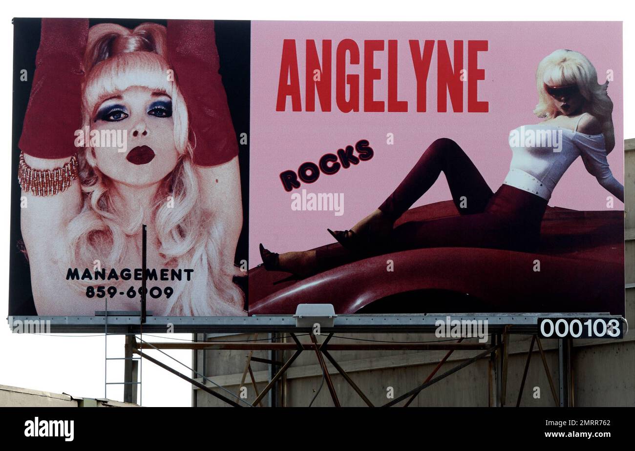 A vintage billboard of model Angelyne on Beverly Blvd in Hollywood as ...