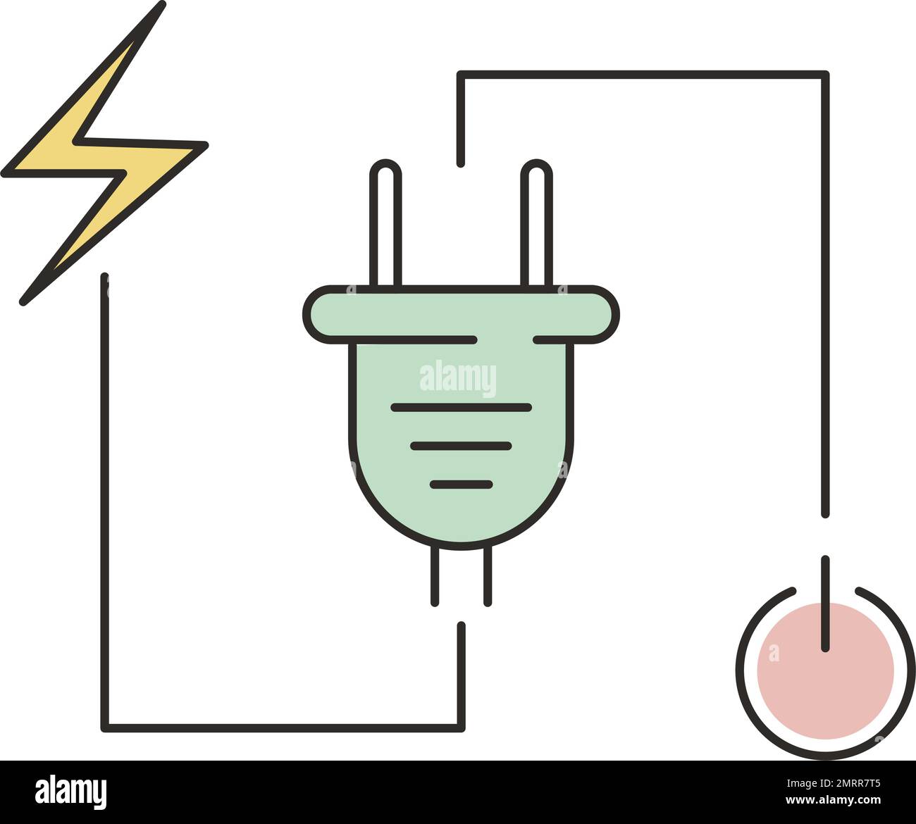 Power control or energy management icon. Flat vector plug, power button ...