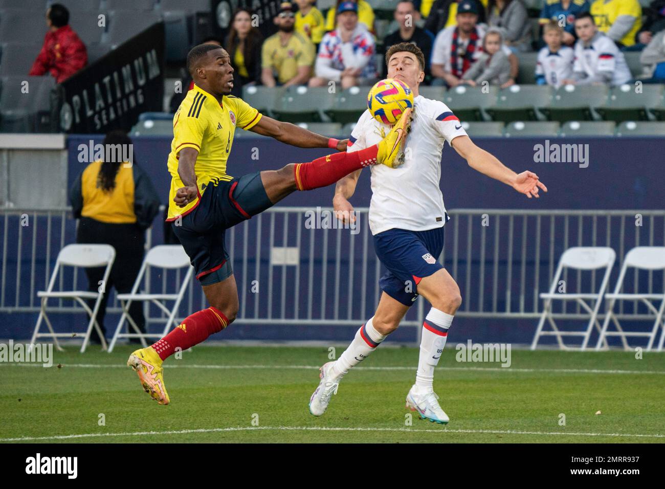 Colombia defender Juan David Mosquera (6) and United States of America ...