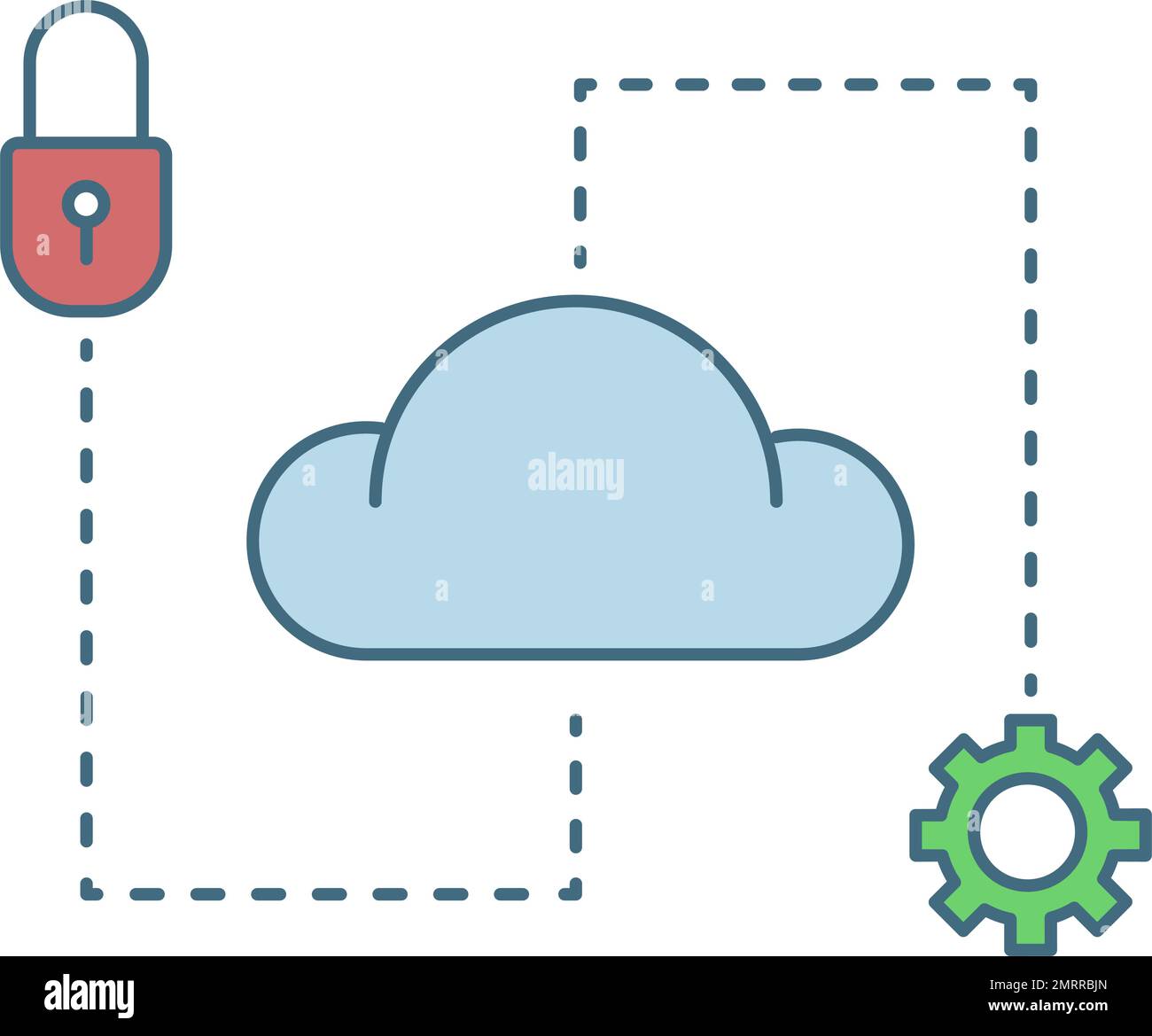 Cloud storage maintenance and security icon. Cloud, gear cog wheel ...