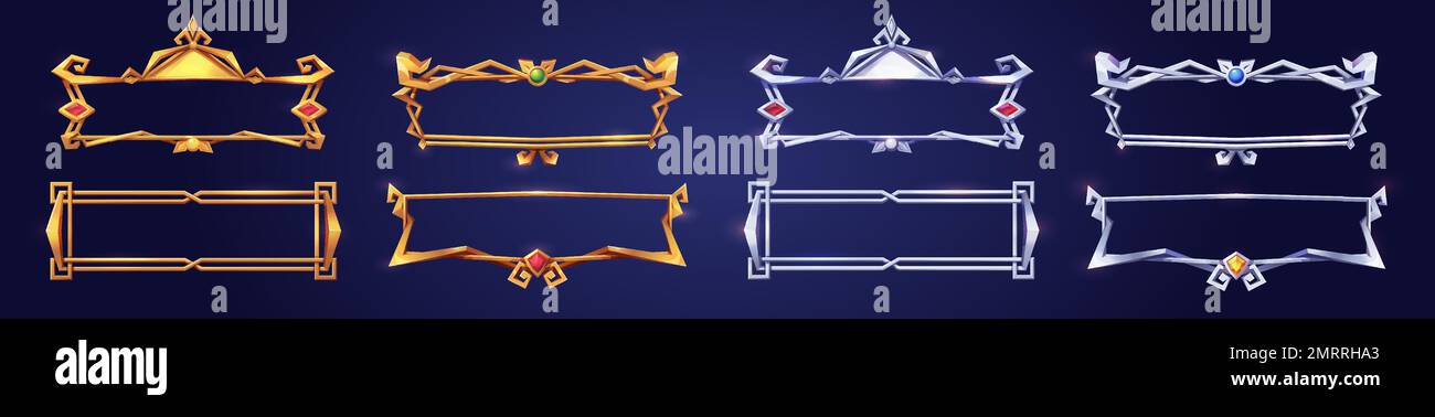 Empty rectangle frames in medieval style for game ui design. Vector ...