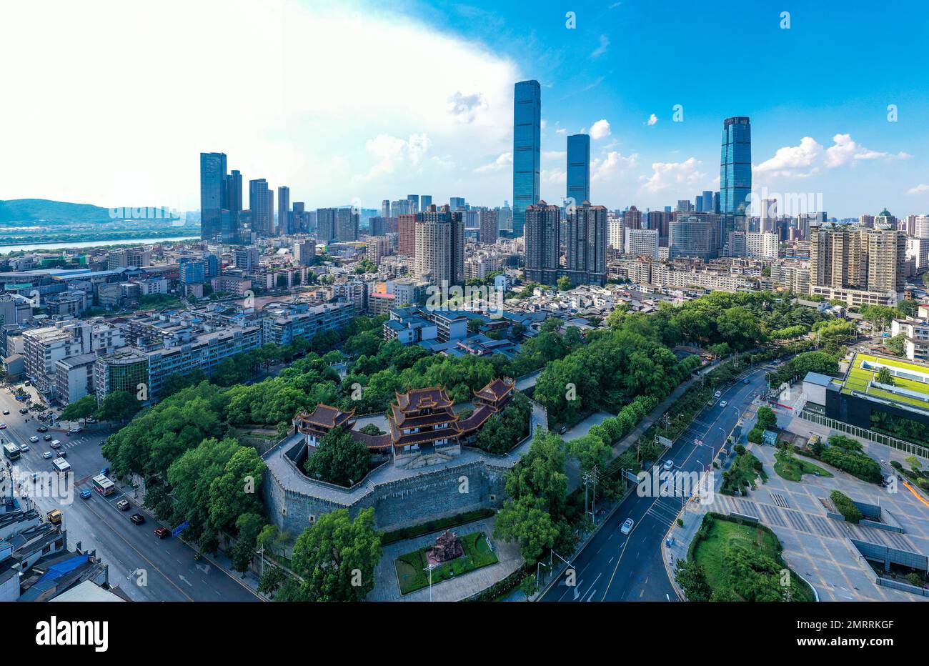Aerial changsha under the background of the gold center, as the ancient ...