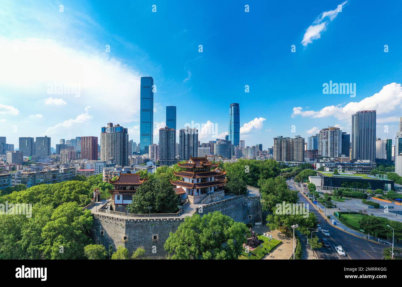 Aerial changsha under the background of the gold center, as the ancient ...
