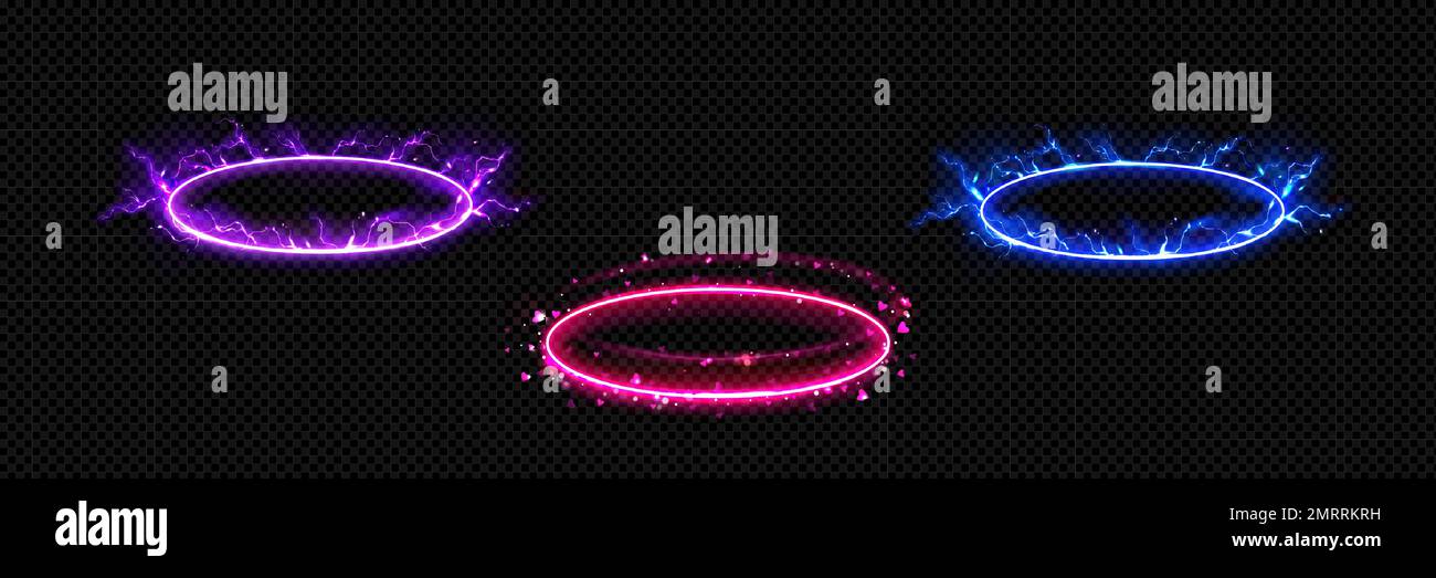 Round or oval energy platforms png set isolated on transparent ...