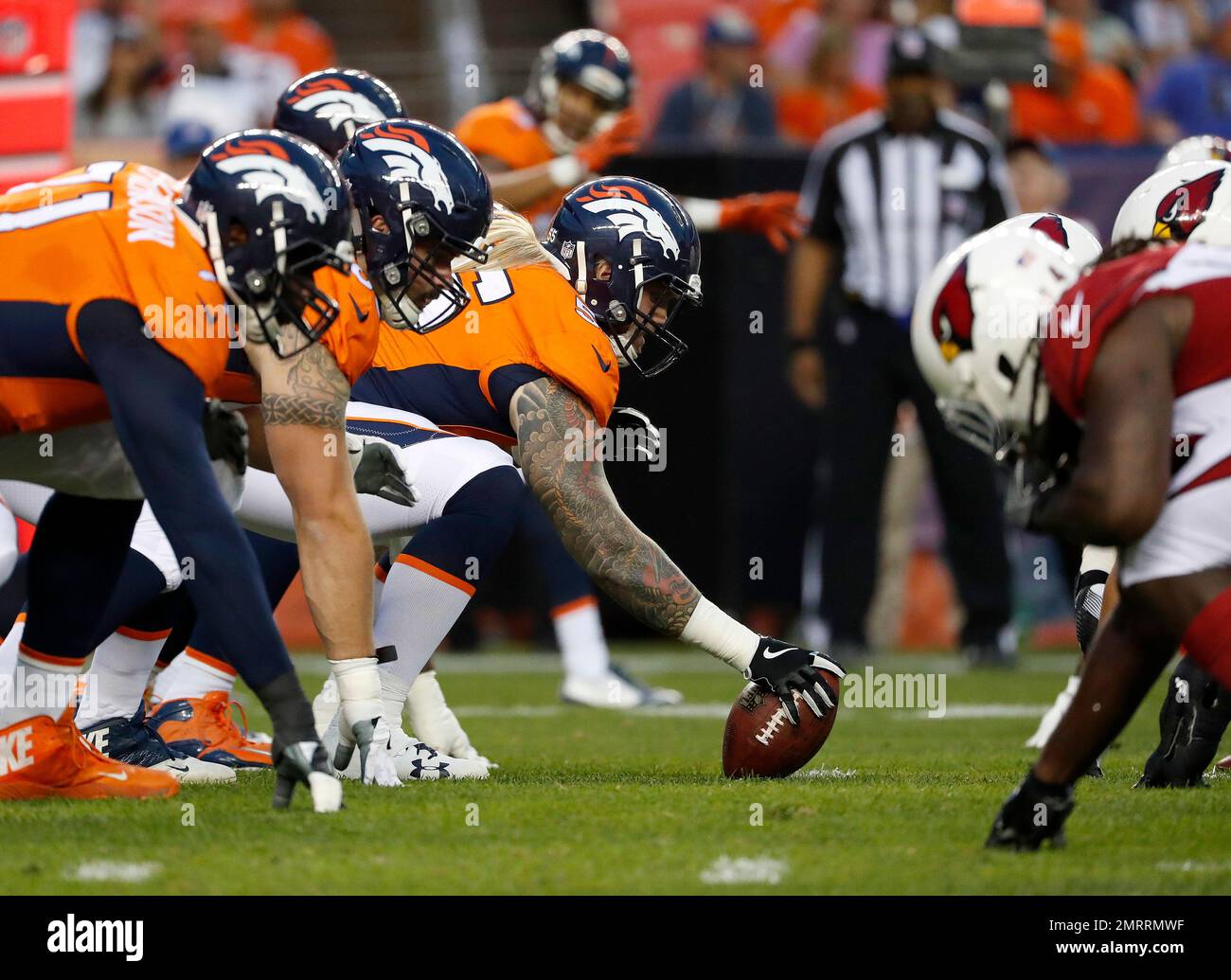 The Denver Broncos line up against the Arizona Cardinals during the ...
