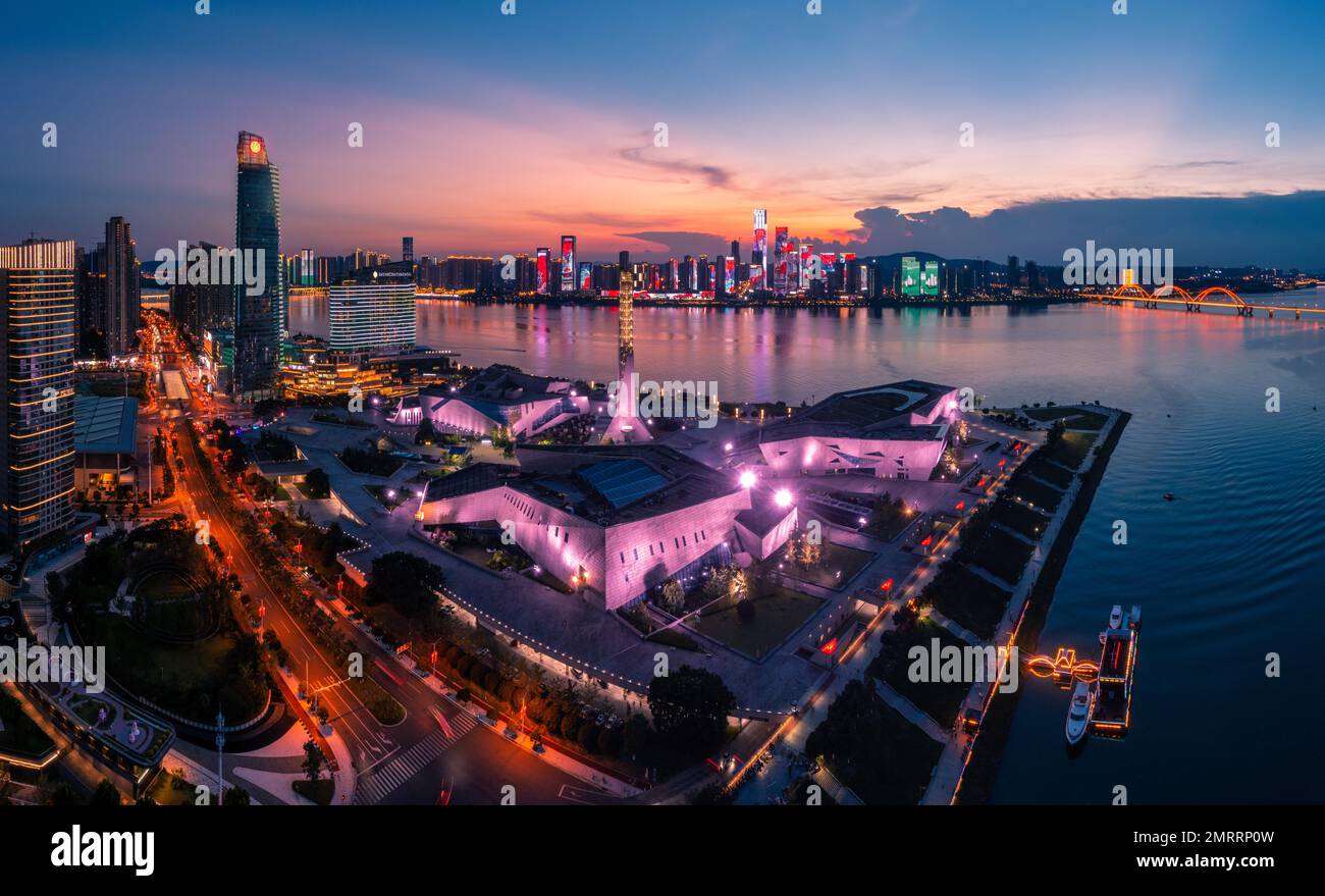 Aerial changsha beichen delta riverside cultural park chau head square ...