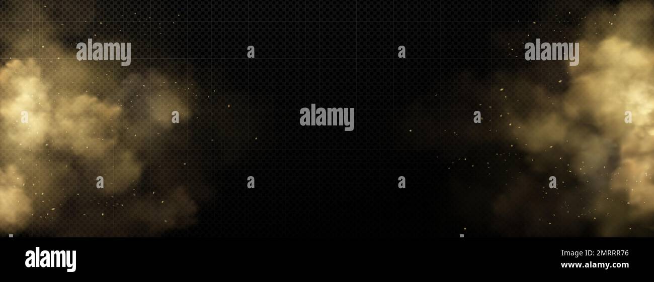 Brown dust border, sand and smoke clouds. Effect of sandstorm, wind ...