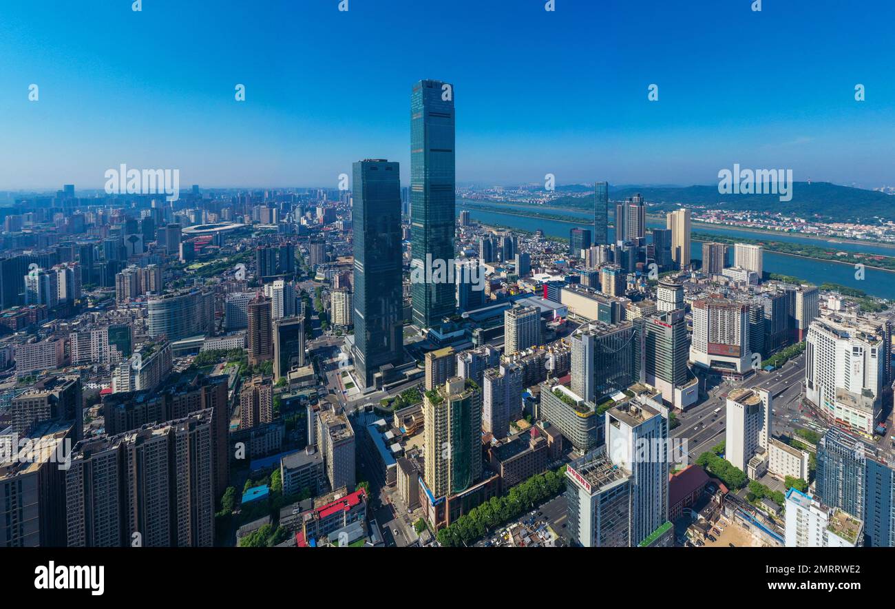 Aerial changsha first high-rise CangGuoJin center IFS scenery, Kowloon ...