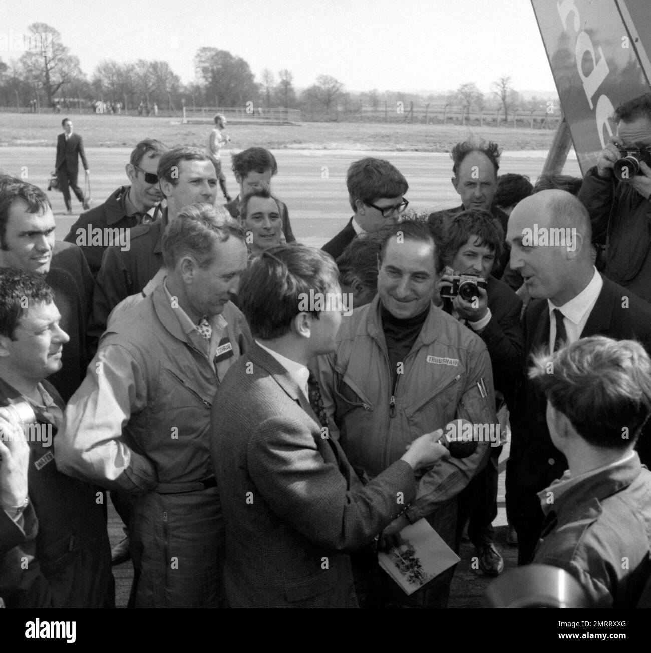 French test pilot Andre Turcat, right, seen congratulating British test ...